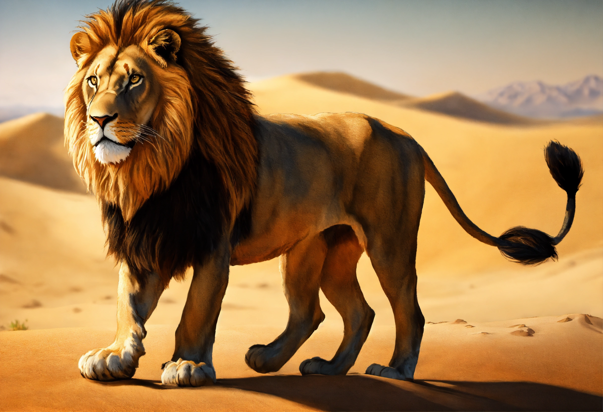 Lexica - Lion ronin. Desert sands. Hyper realistic.