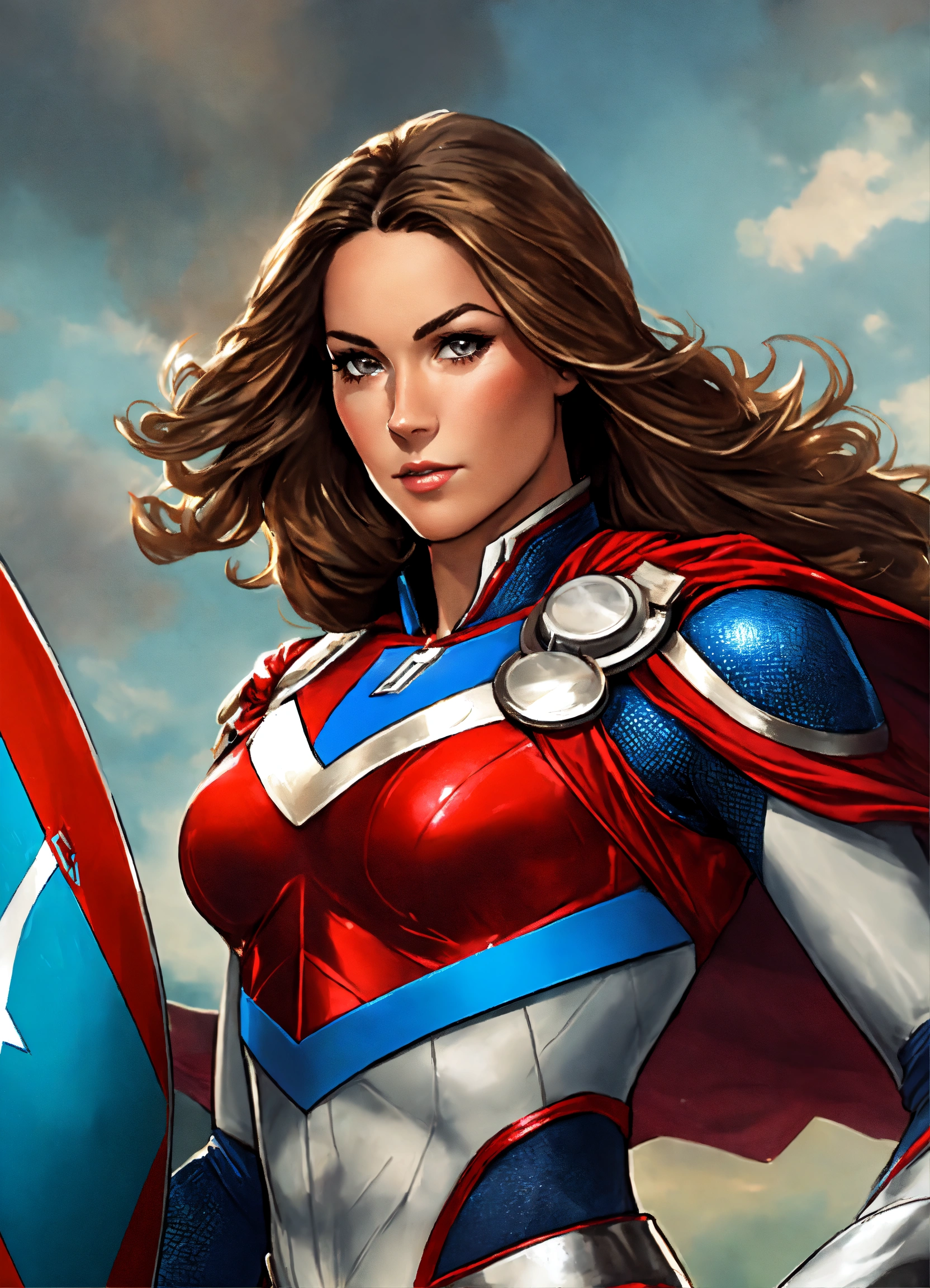 Lexica - Female athletic Princess Kate wearing metal Captain Britain ...