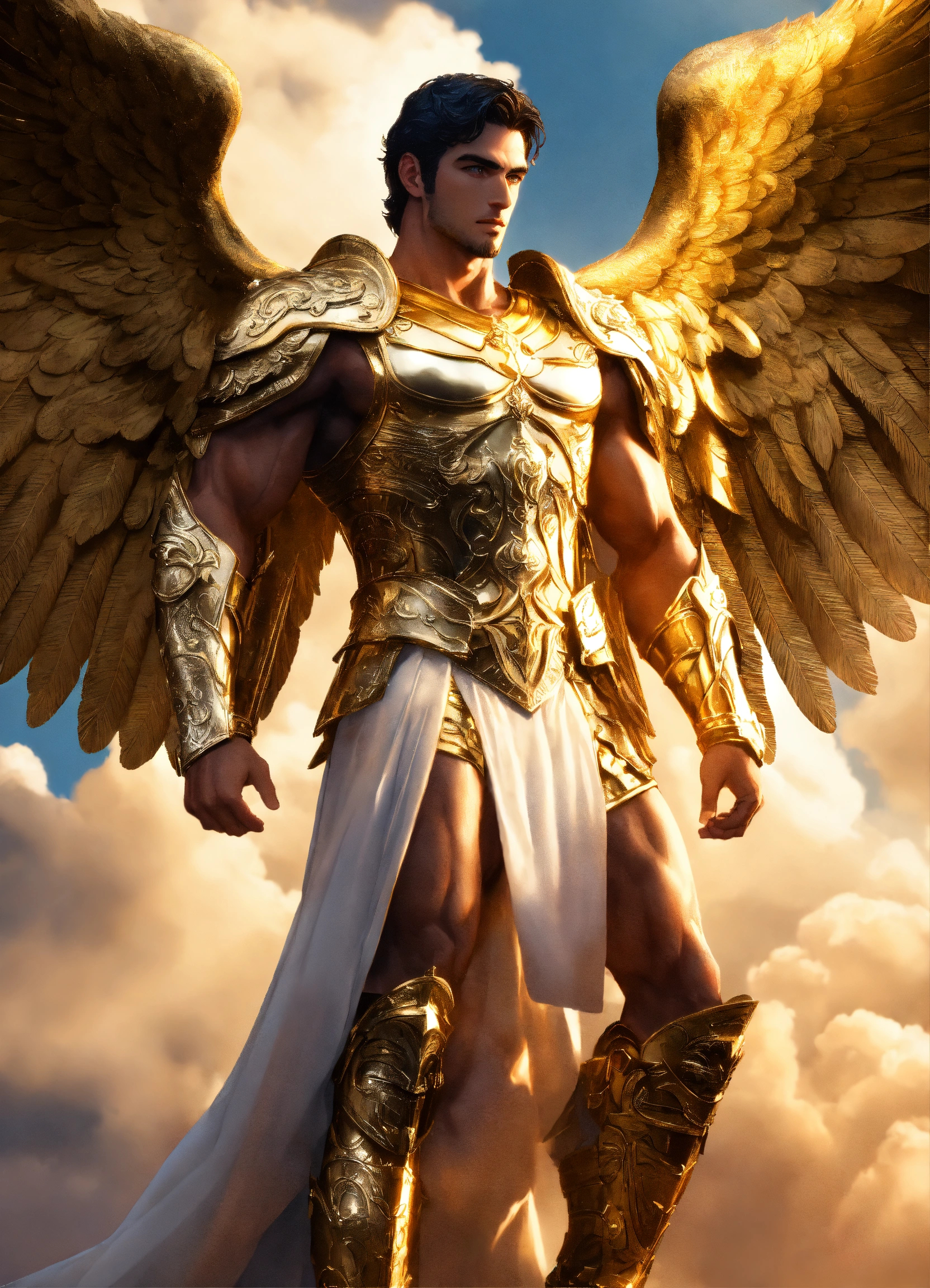 Lexica - A strong handsome white male angel god, a handsome god with ...