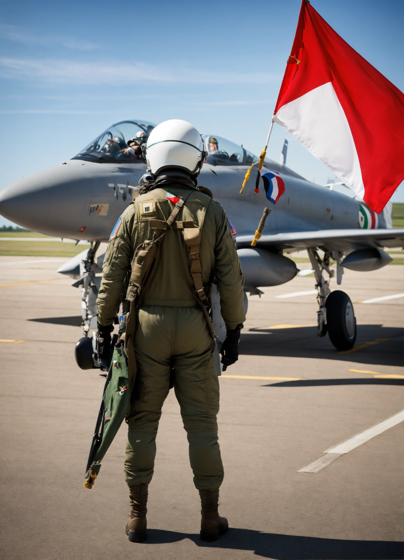 Lexica - Italian fighter pilot with the flag on the back and the jet
