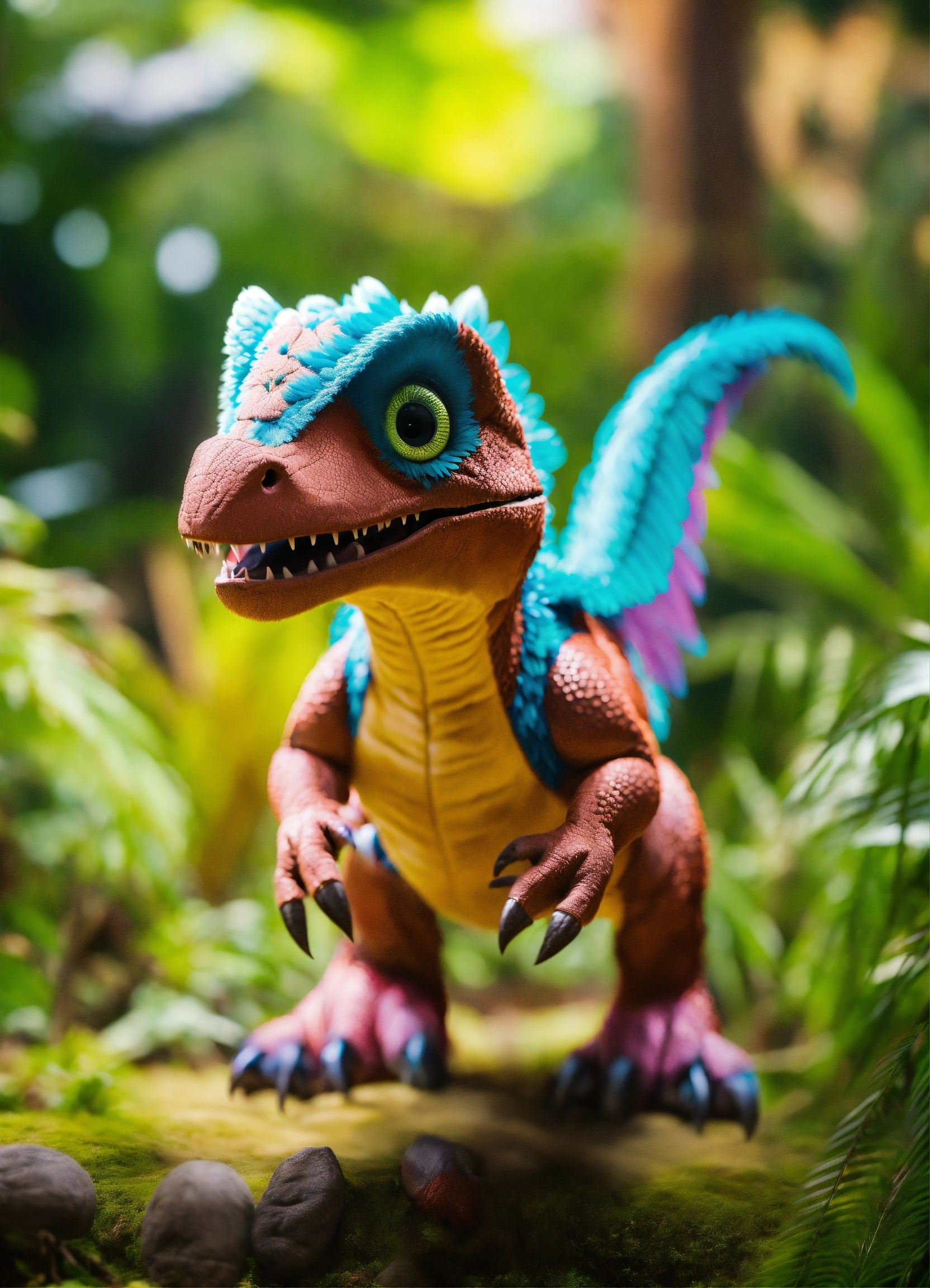 Lexica - An adorable and fluffy baby t-rex with big color eyes, with ...