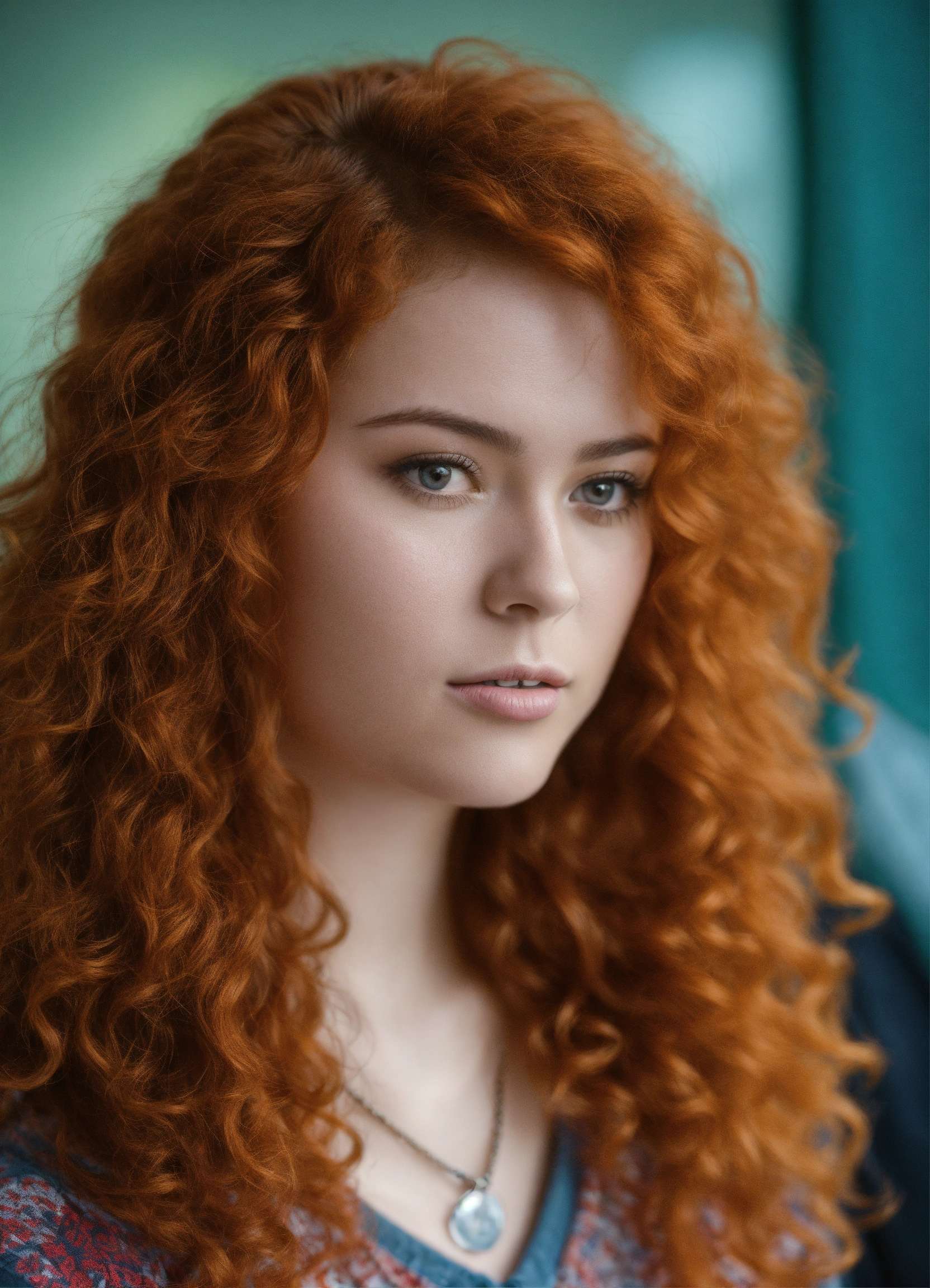 Lexica - Femme Métisse rousse cheveux bouclé rappeuse, Plan sur la tête