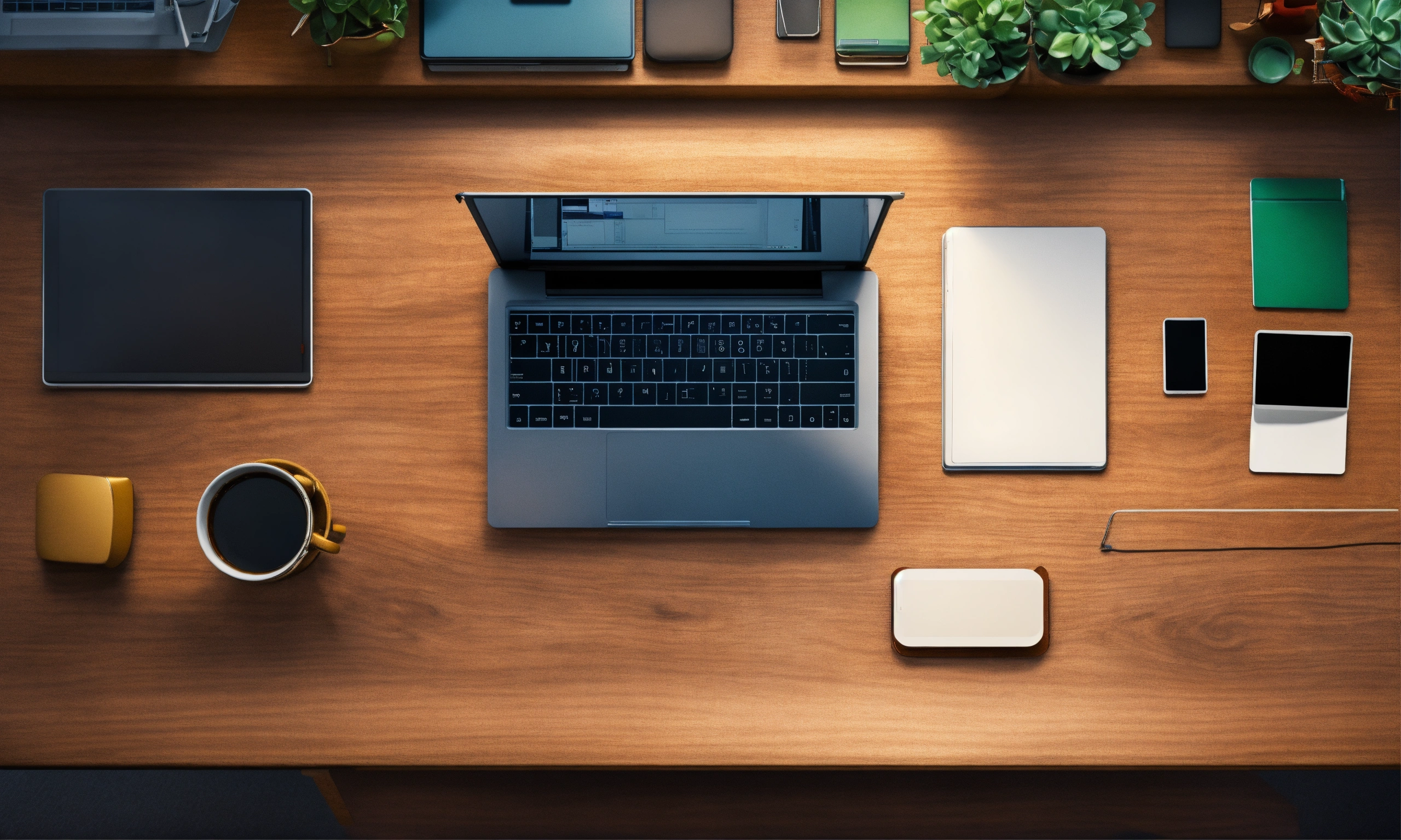 Lexica - Close up of empty desk hyper realistic view from top Top view ...