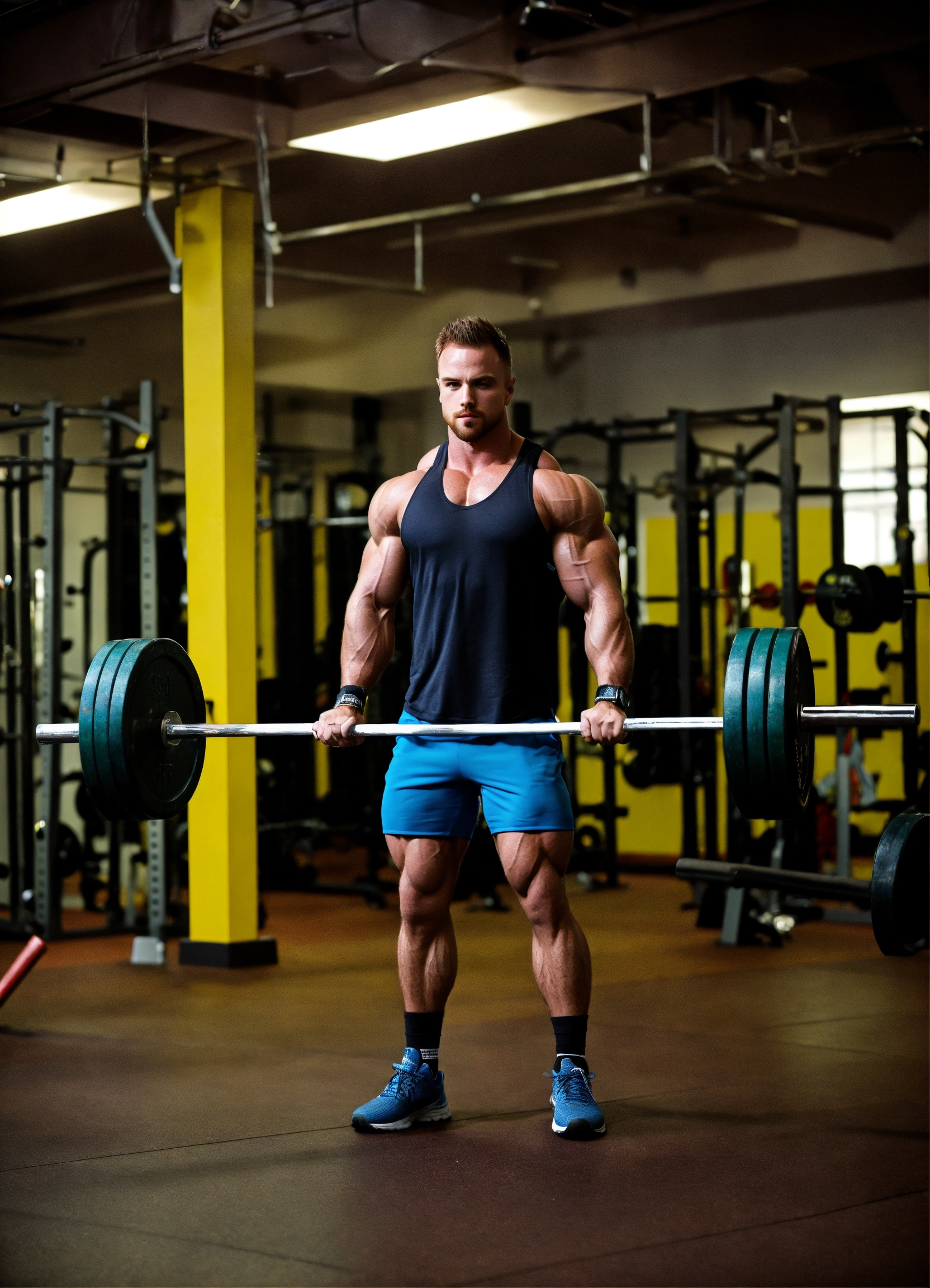 Lexica - Bodybuilder Jessie Pinkman lifting a bar in a gym.