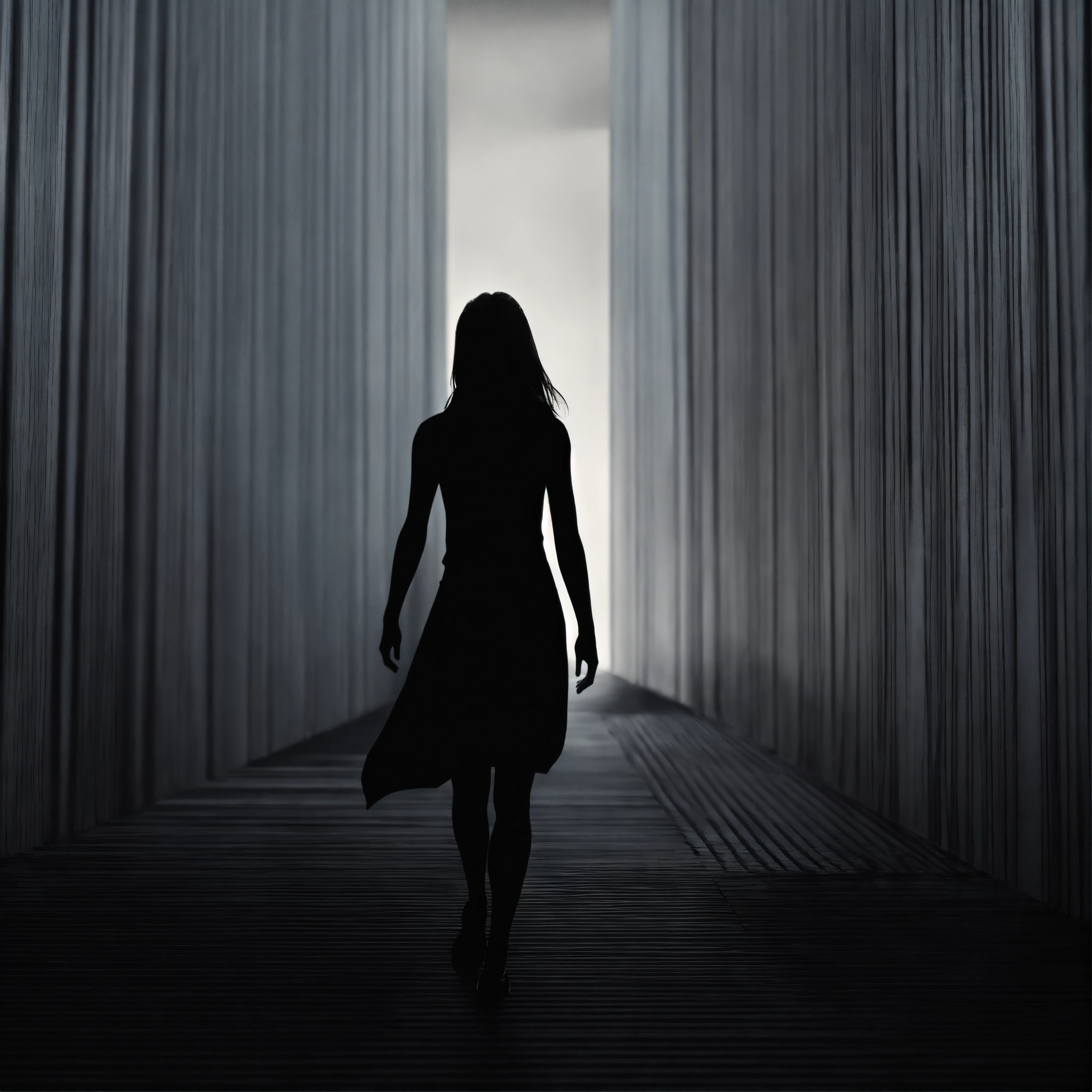 Lexica - Shadow figure woman emerging from the darkness, black and grey ...