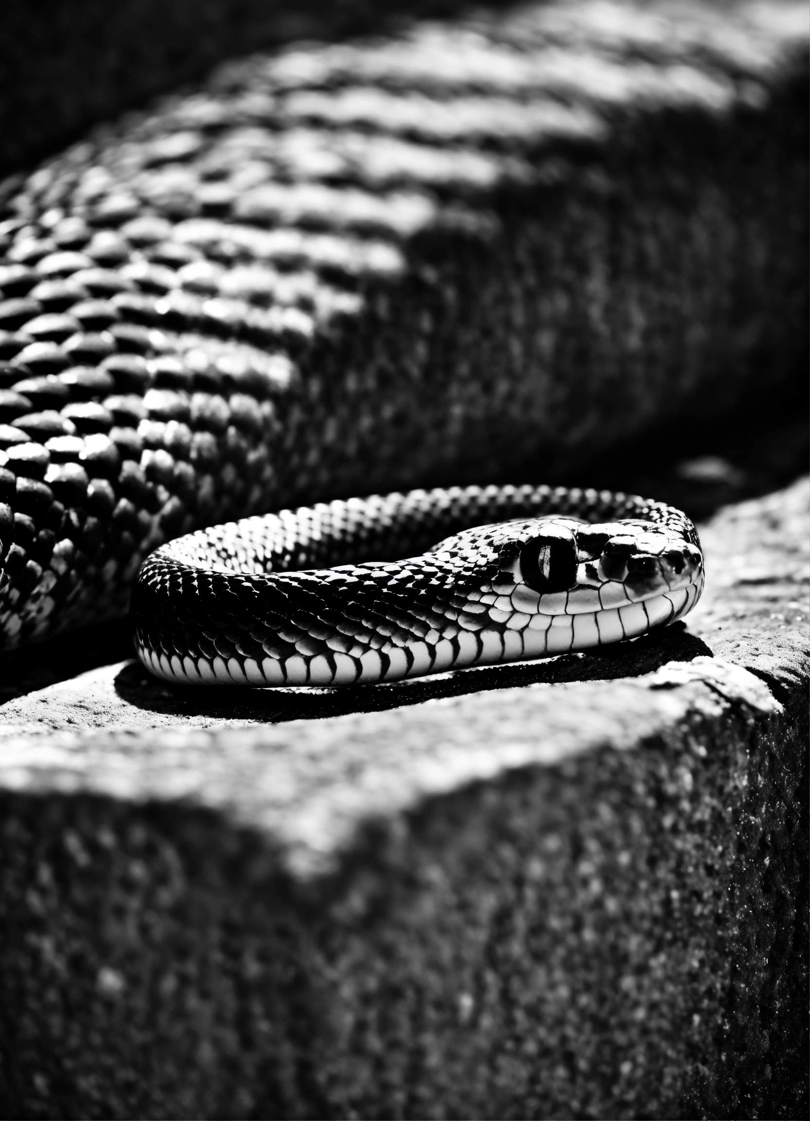 Lexica - Monochrome snake lying in a straight line
