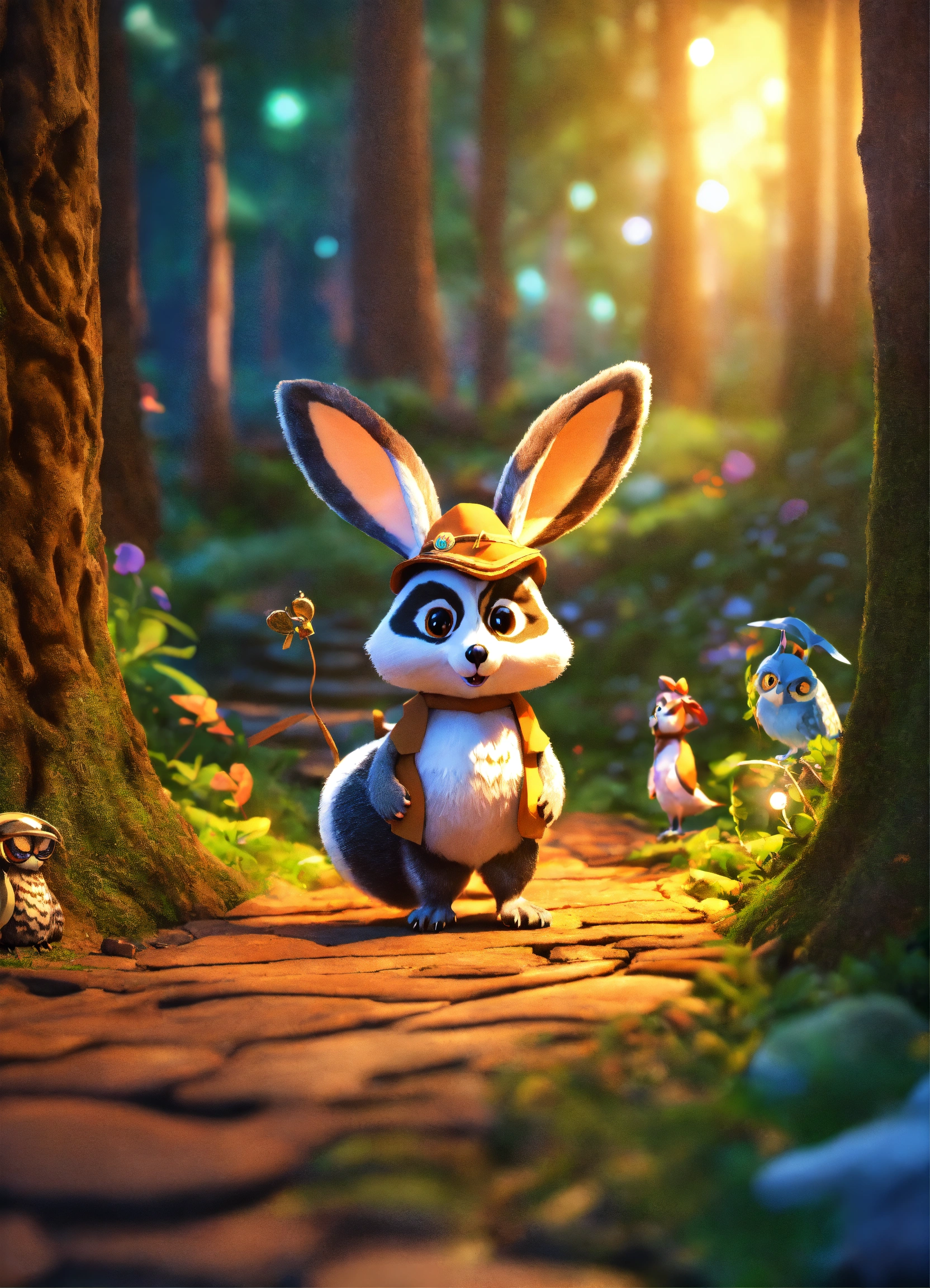 Lexica - Creating a story raccoon rabbit and owl a magical school in ...