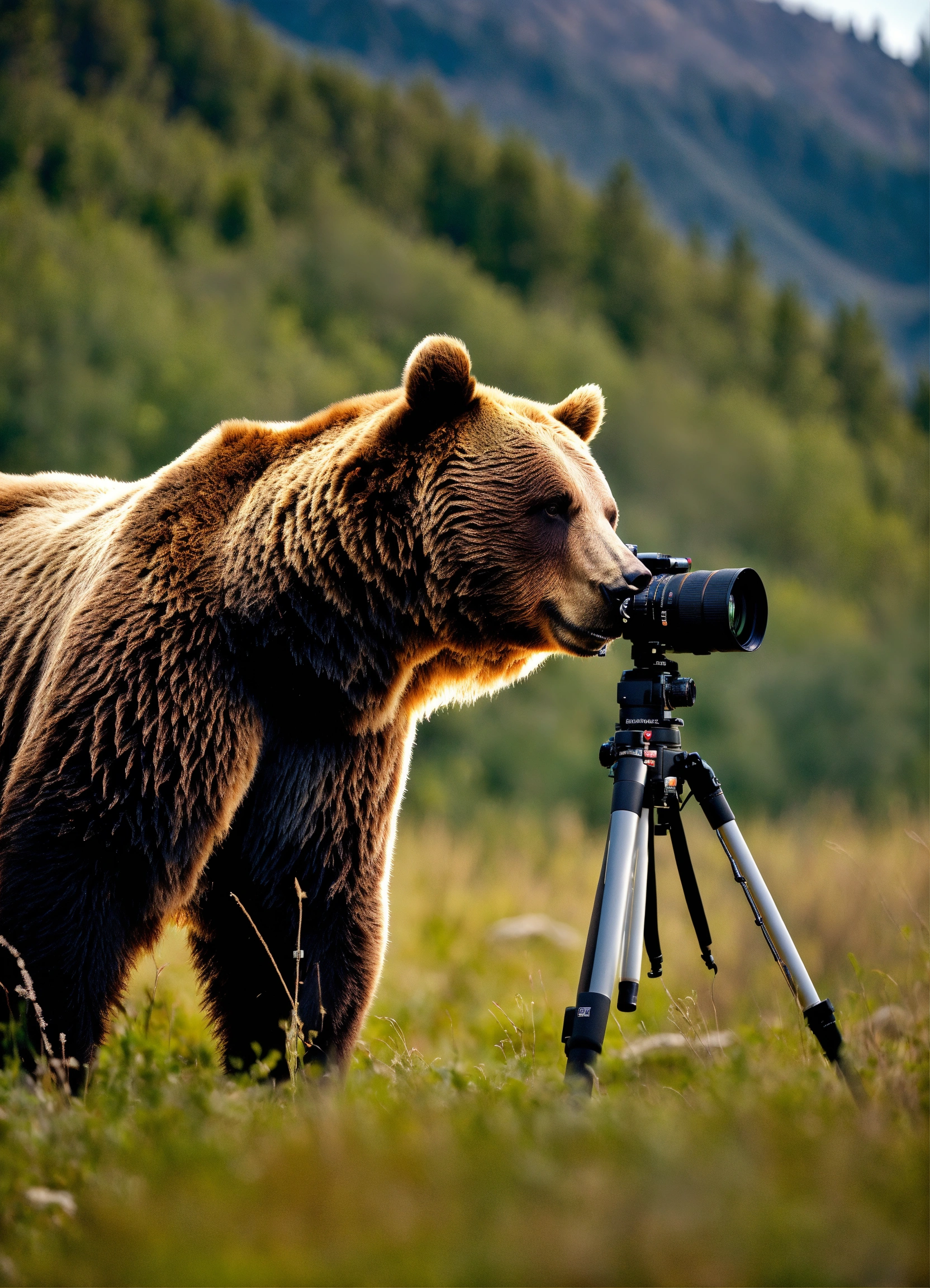 Lexica - A bear that is a wildlife photographer's using a camera with a ...