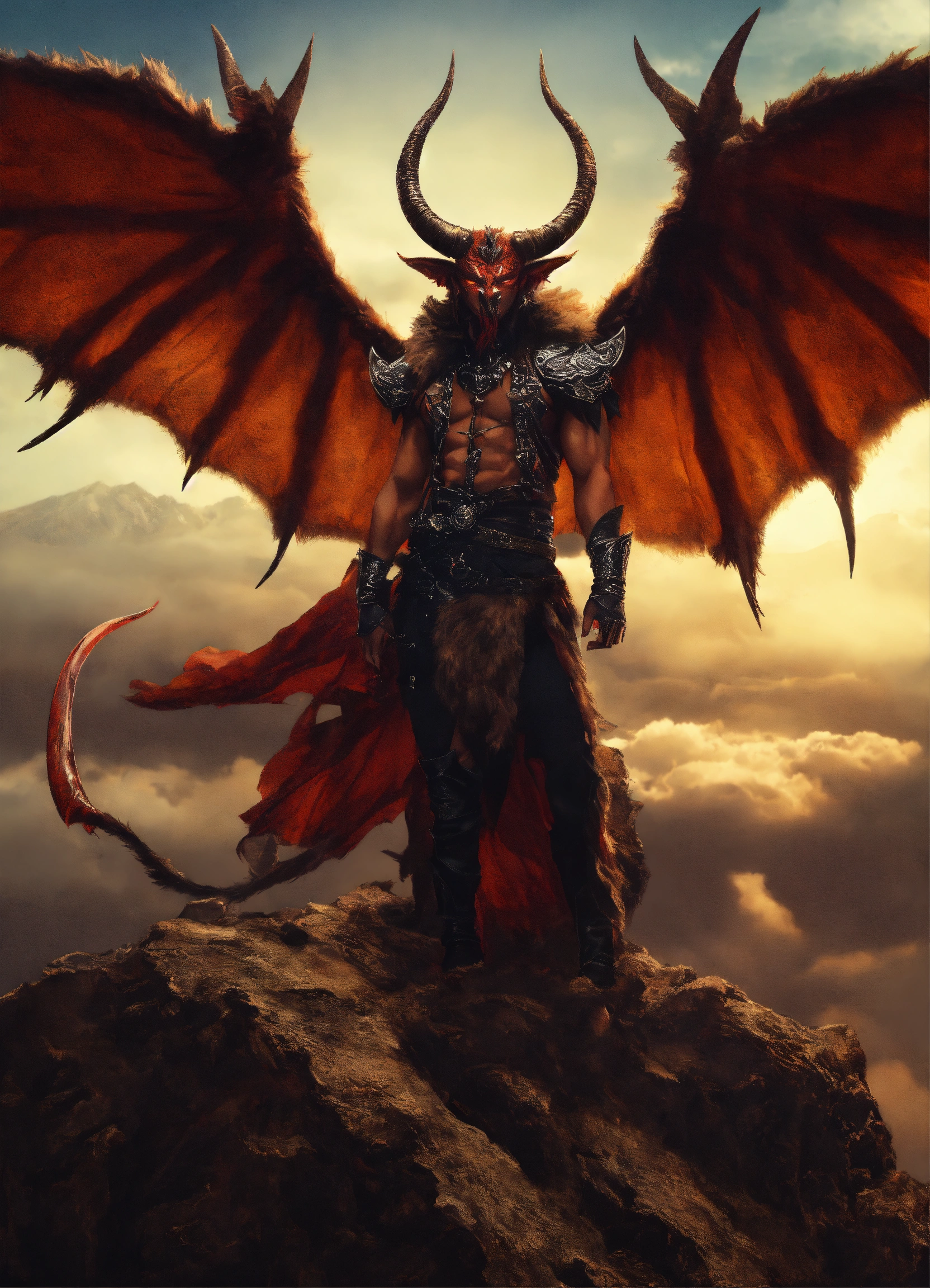 Lexica - A winged demon, covered in fur and leather, long nails and ...