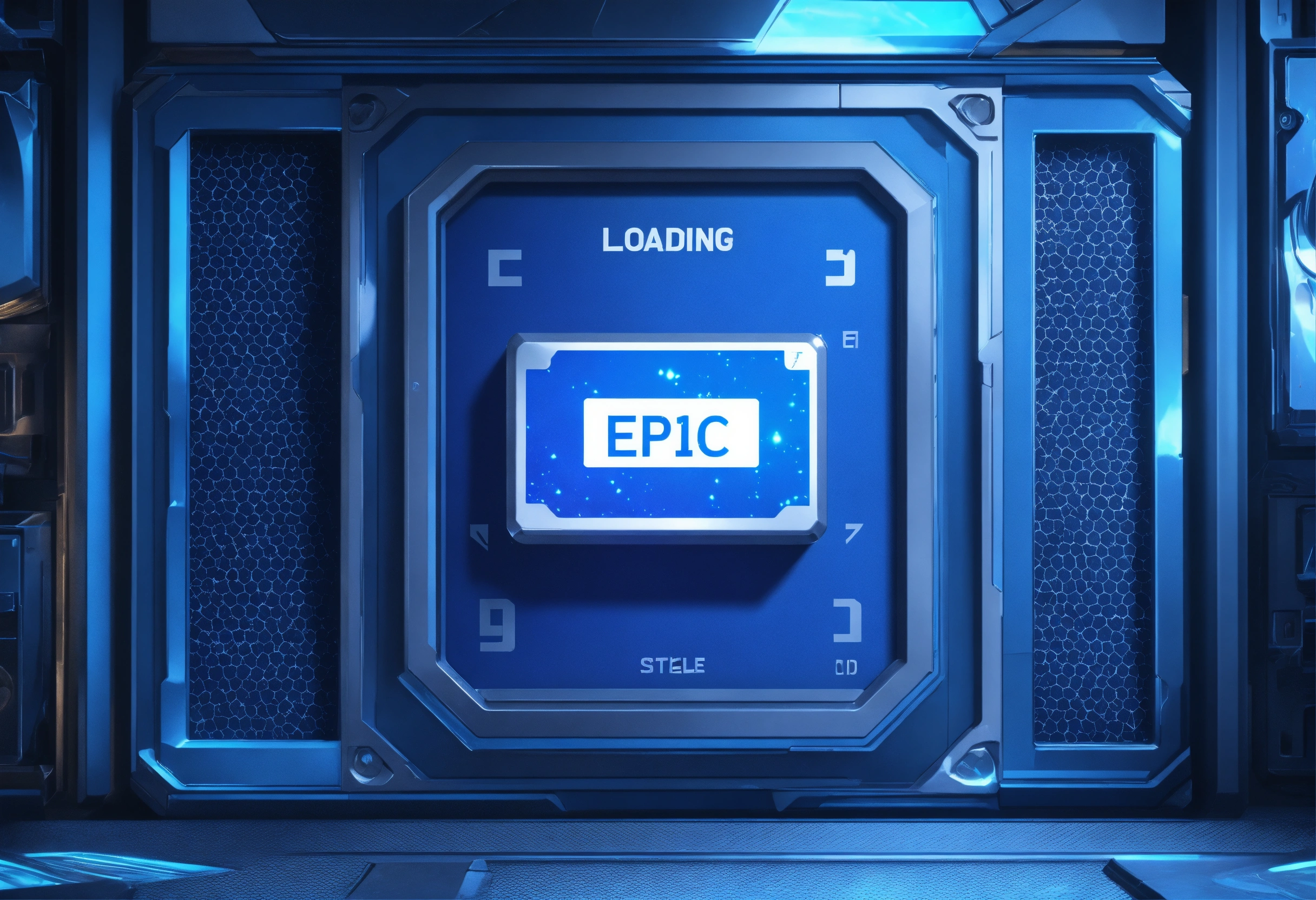 Lexica - Epic blue destop with silver loading screen, unreadebale ...