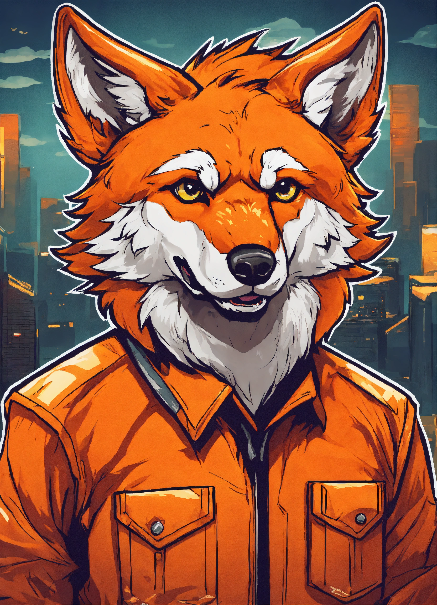 Lexica - A cute orange wolf mascot in comic style