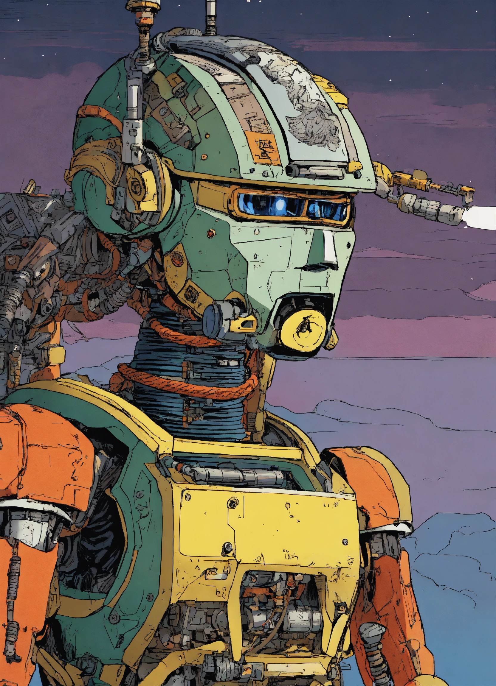 Lexica - Detailed pen and ink illustration of a ninja robot, head only ...