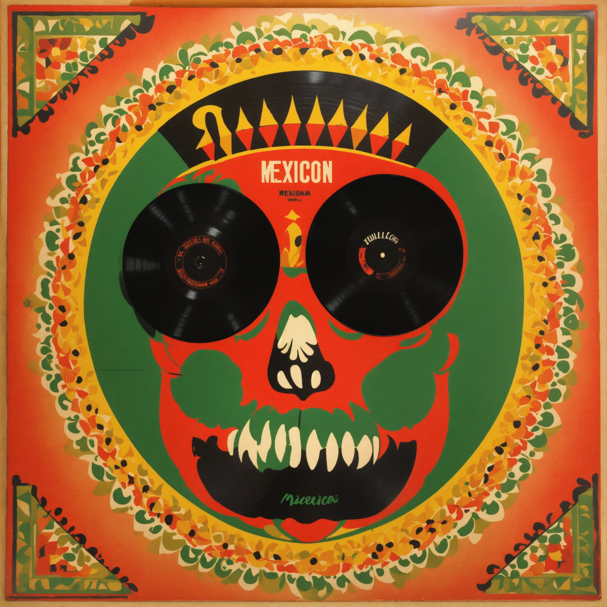 Lexica - Vinyl record cover, mexican design, squletons,