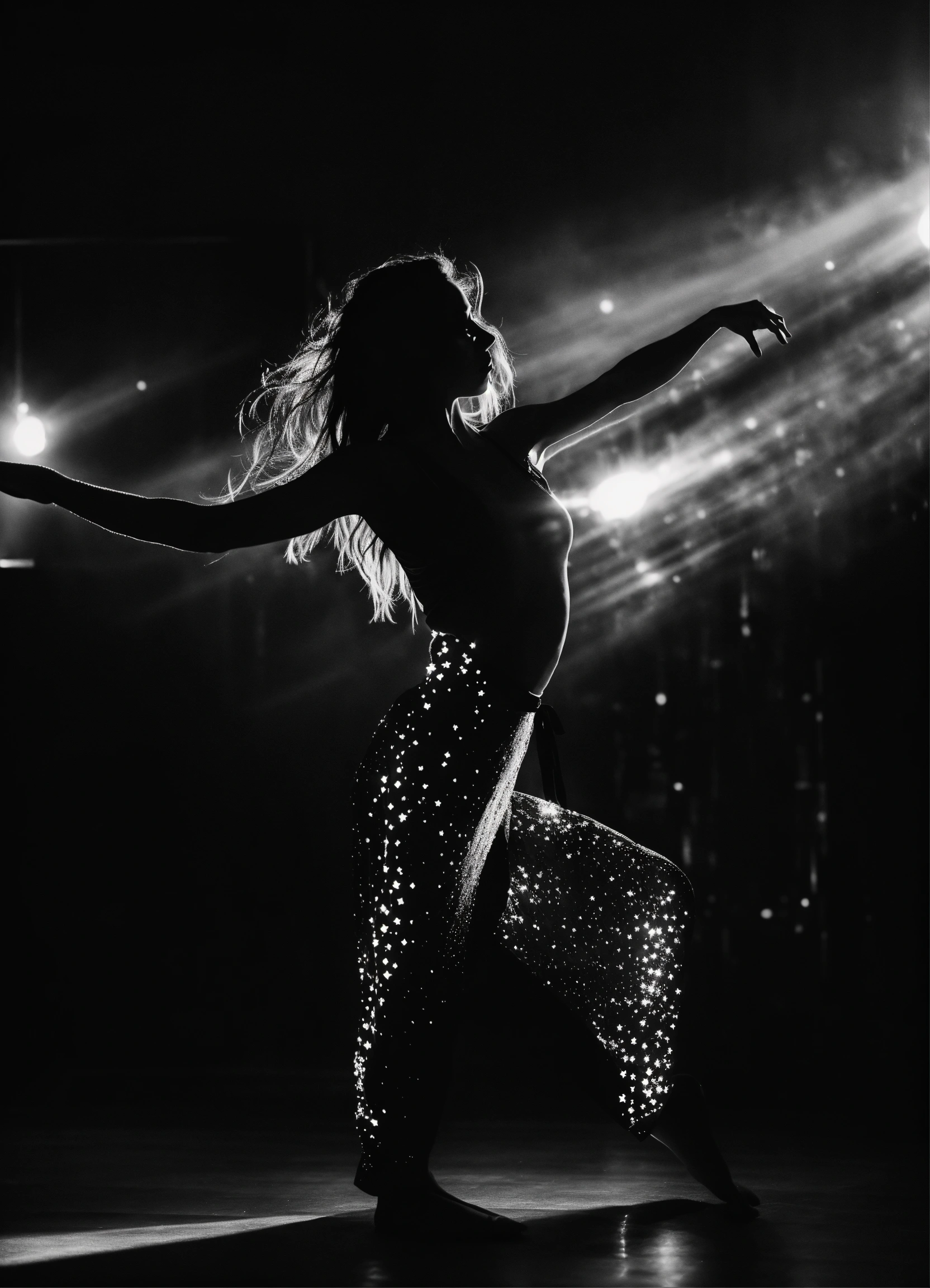 Lexica - Abstract female dancer, dancing in the dark, glowing, black ...