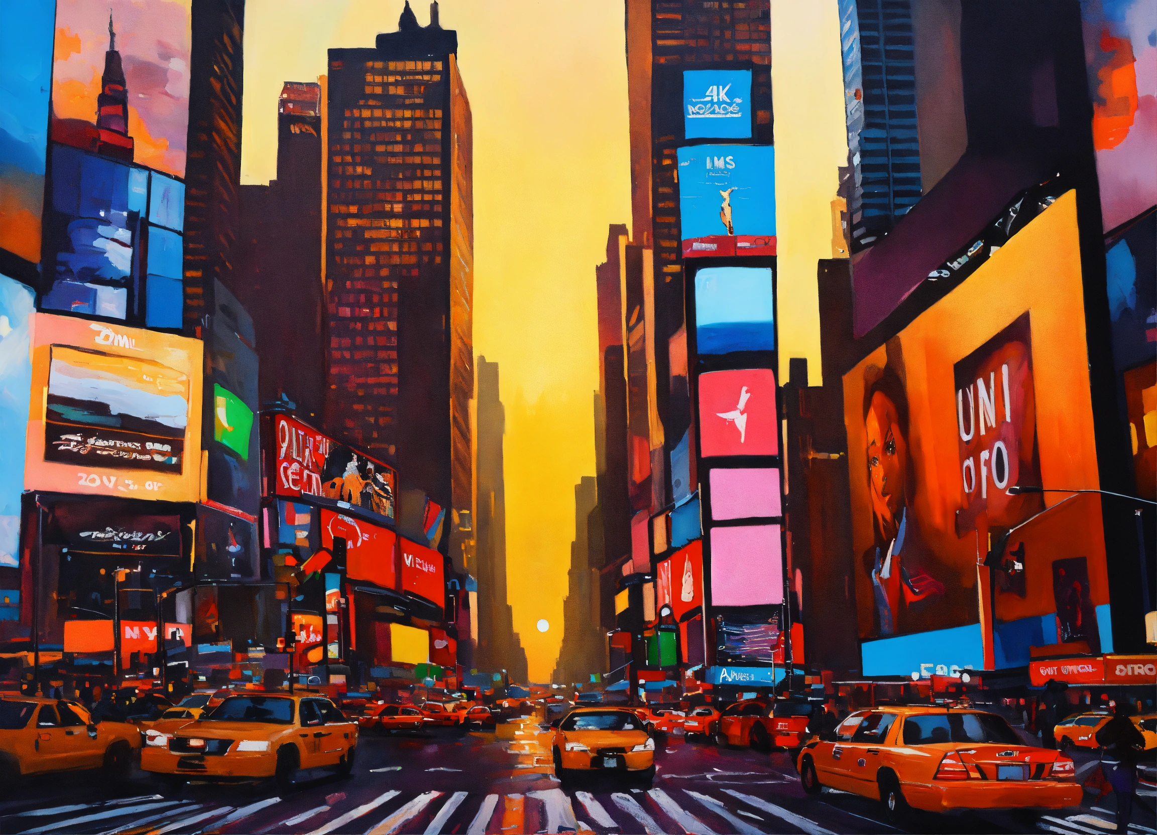 Lexica - Times square new york oil painting, 4k, sunset