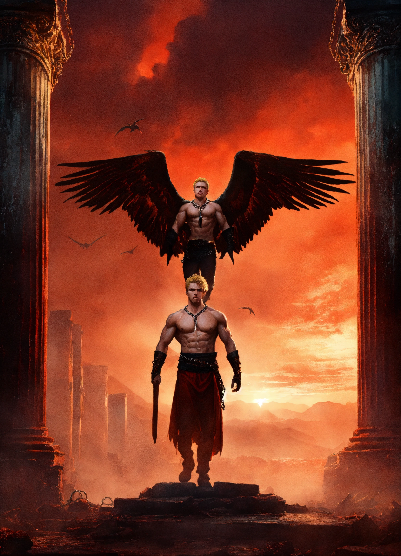 Lexica - Front facing short blonde hair strong muscular prisoner, white ...