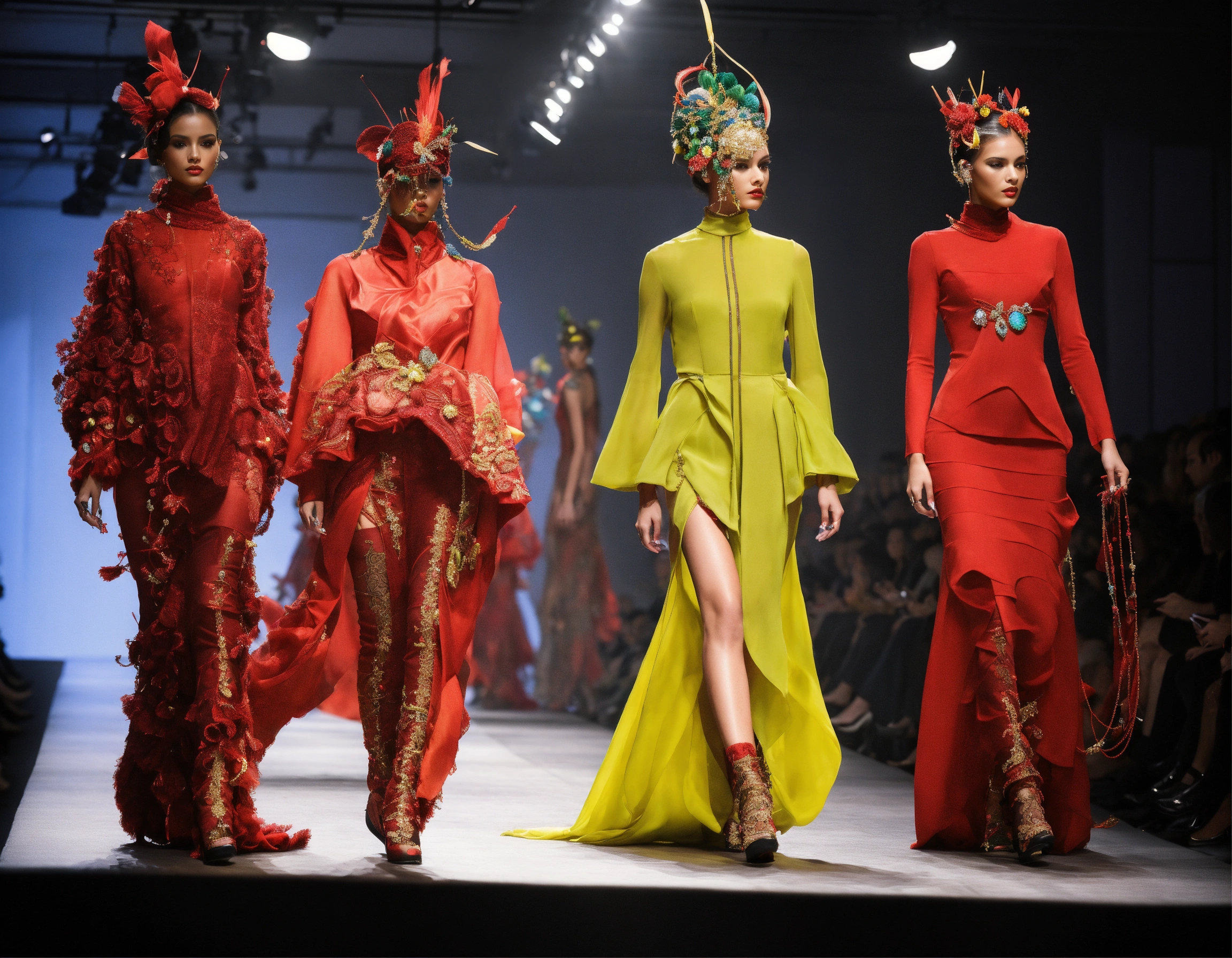 Lexica - MODELS WALKing in an avante garde designer runway show, year ...