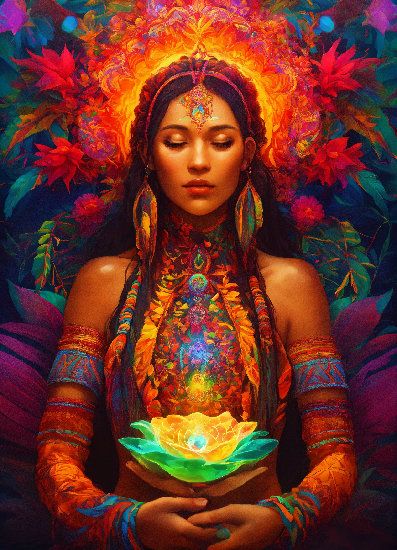 Lexica - Ayahuasca, medicine spirit, indigenous, feminine, fluorescent ...