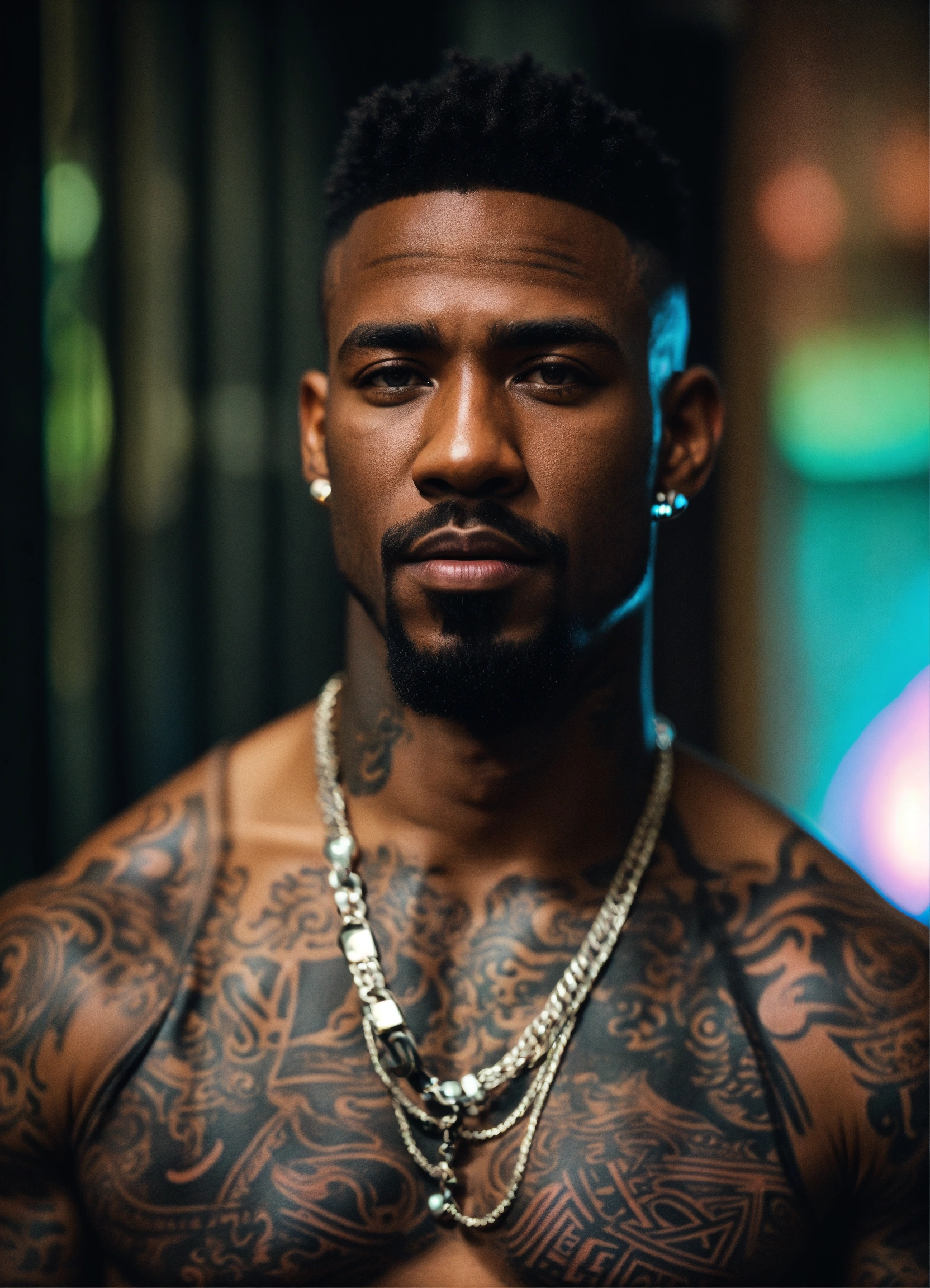 Lexica - Rugged, black male, goatee, low cut, temple fade, tattoos ...