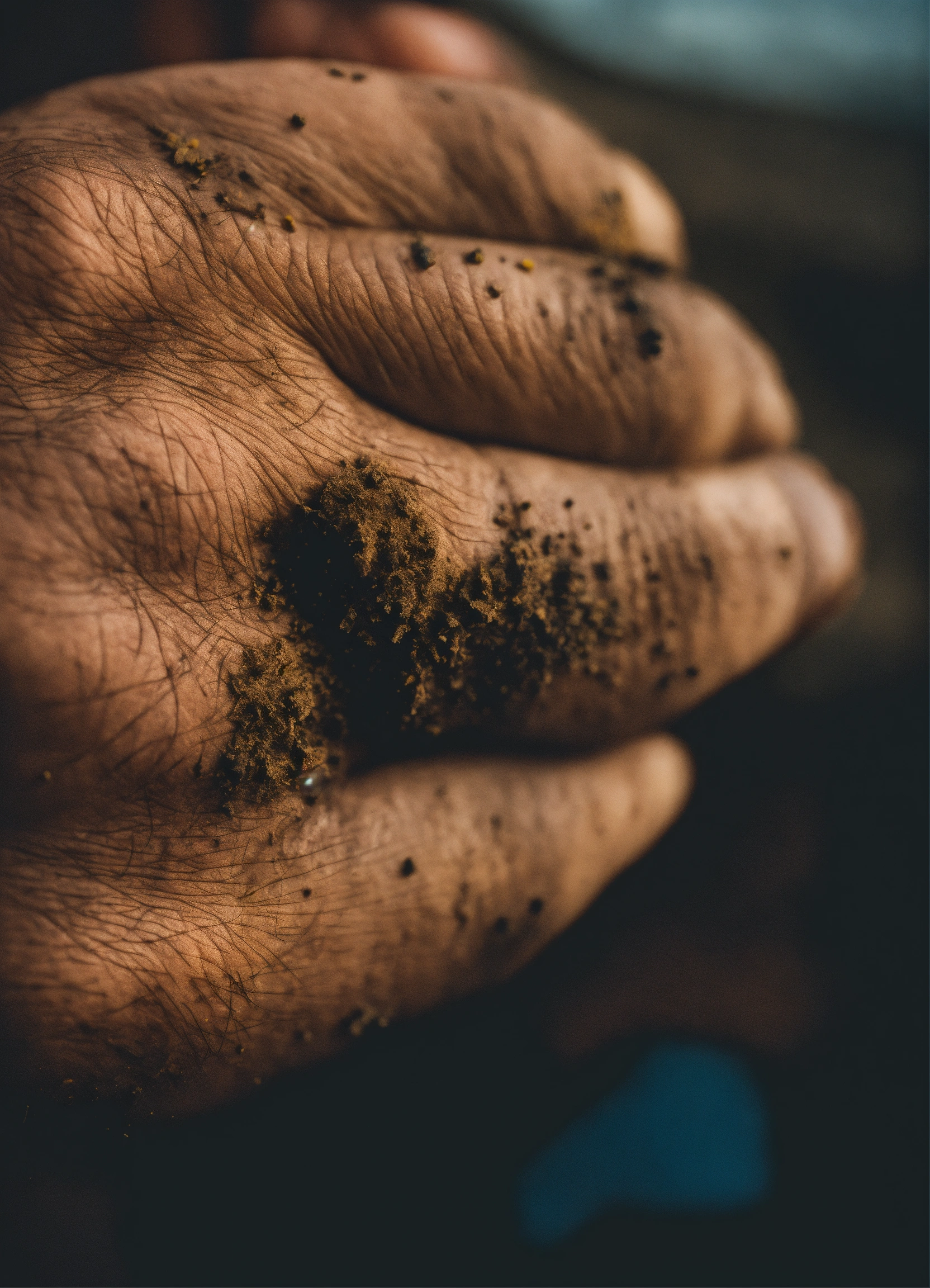 Lexica - A man’s hand with dirty nails