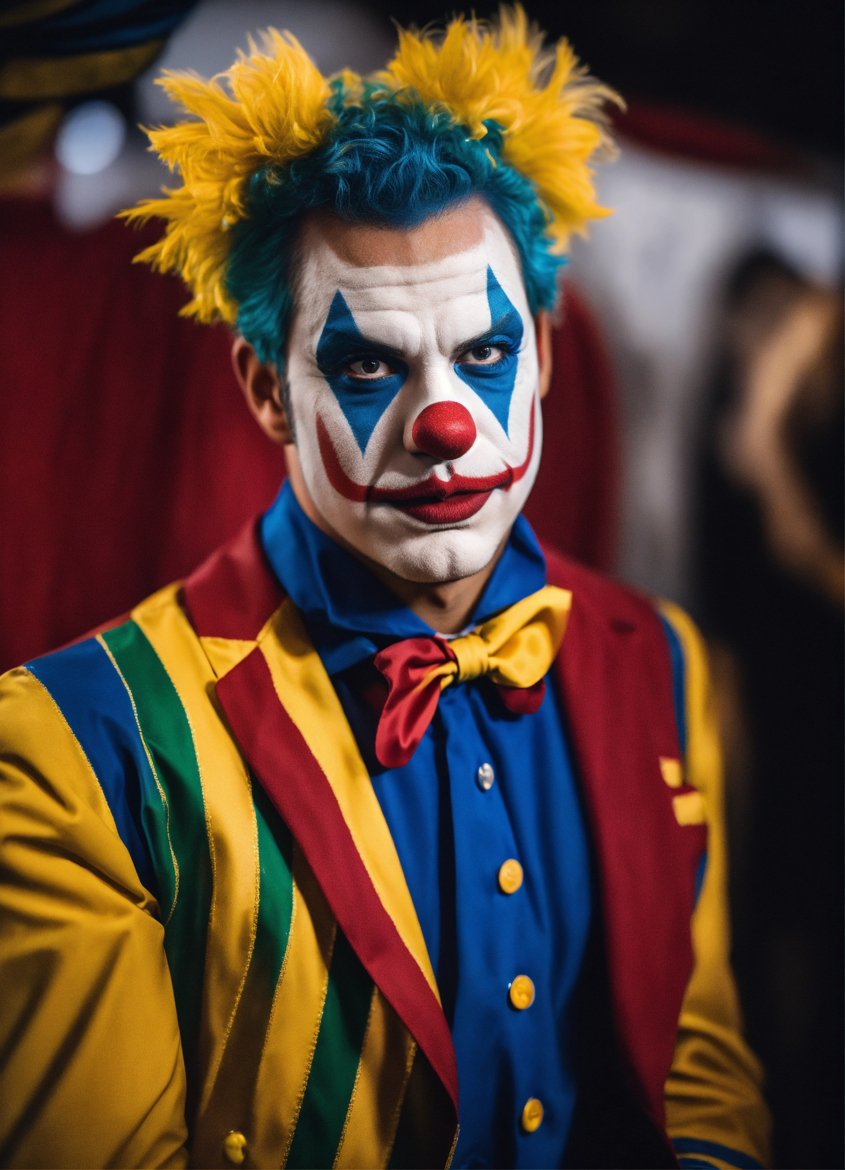 Lexica - A picture of a circus clown masking himself, the make-up is ...