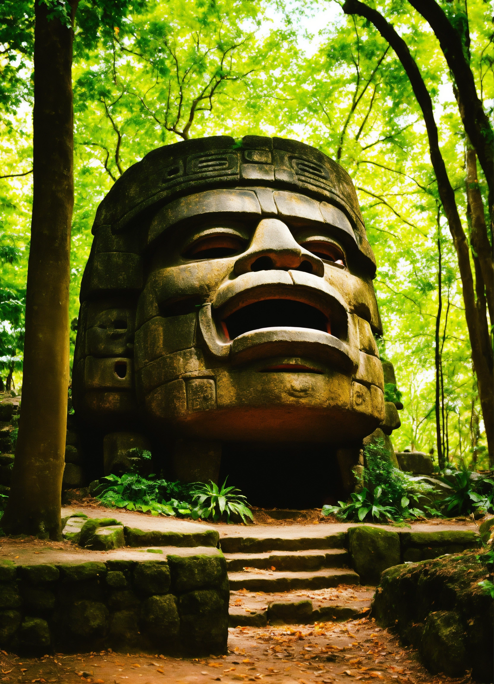 Lexica - Giant Olmec heads laughing hystericallylly