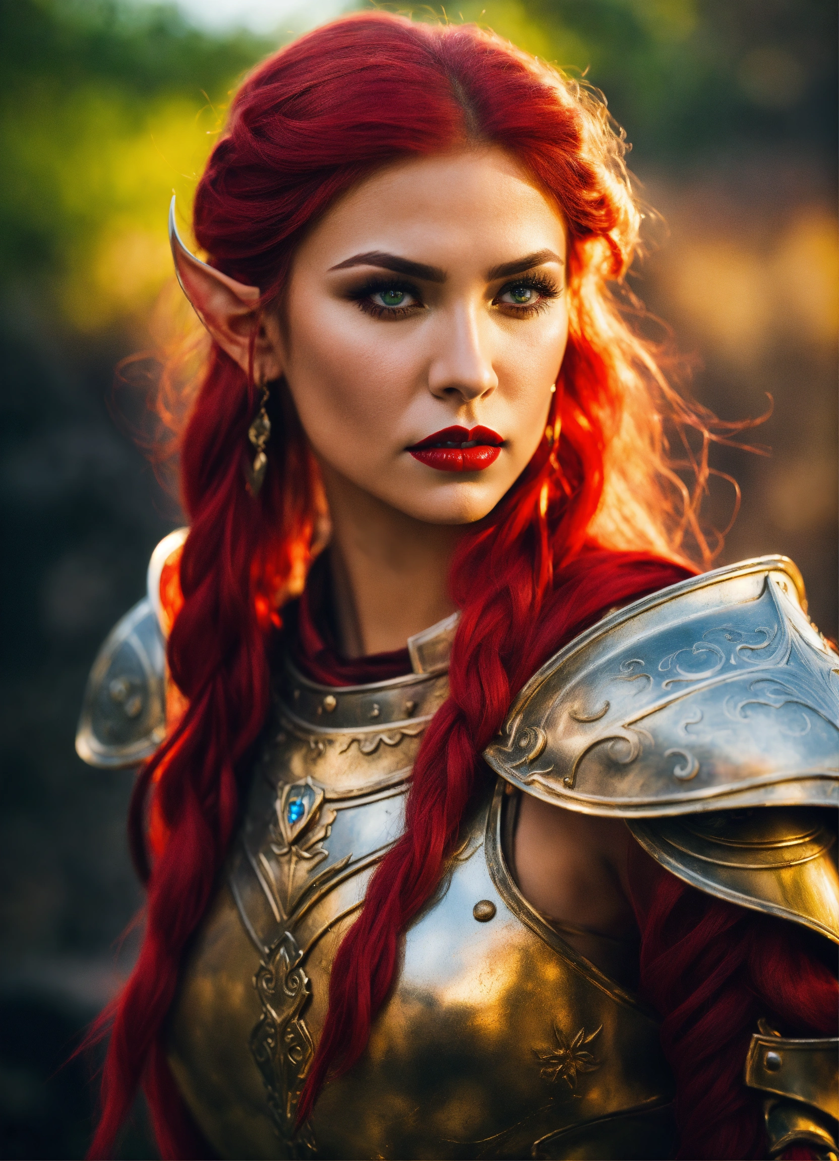 Lexica - Photo quality portrait of beautiful female elf warrior knight ...