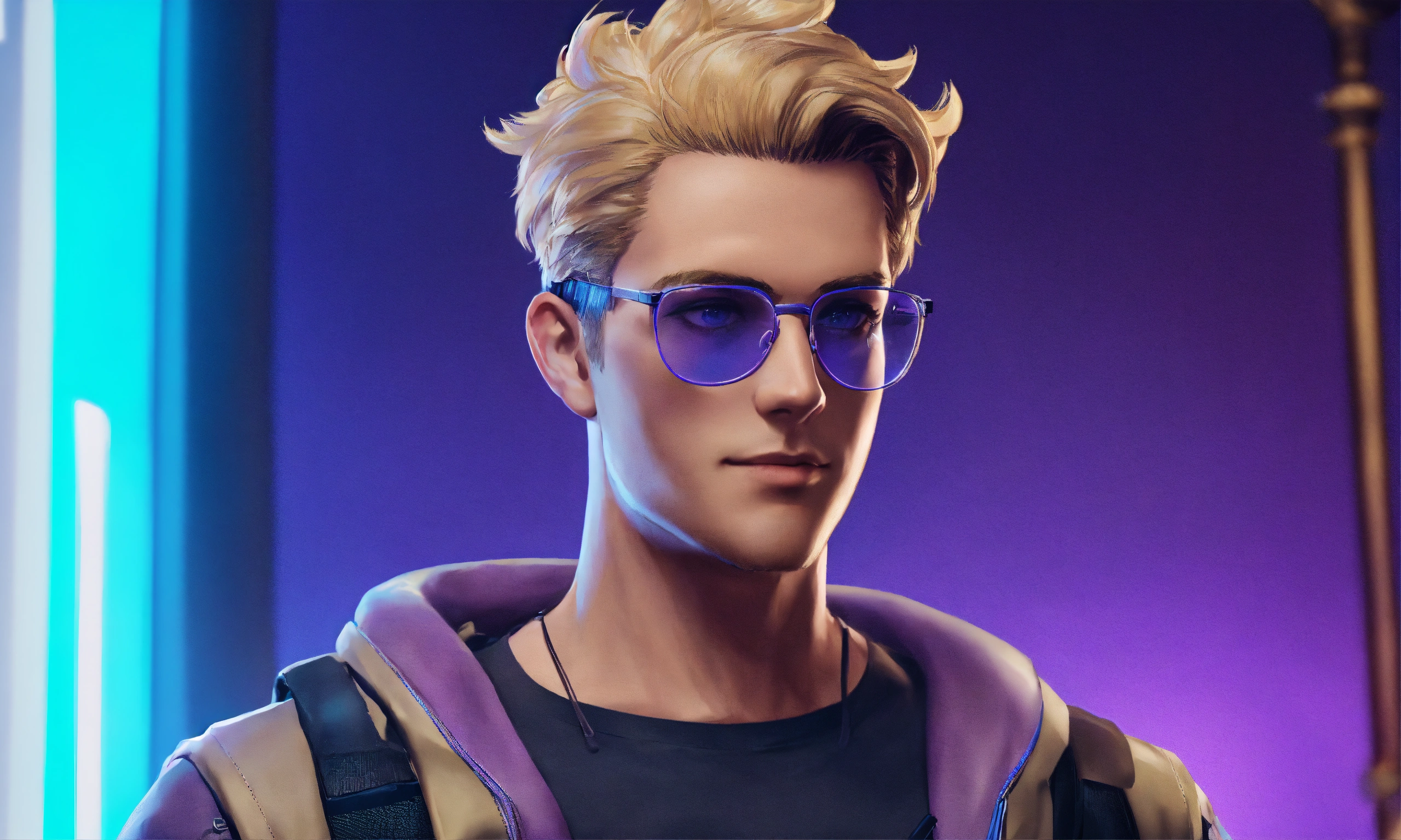 Lexica - A male gaming streamer, blonde hair, clean shaved, short wavy ...