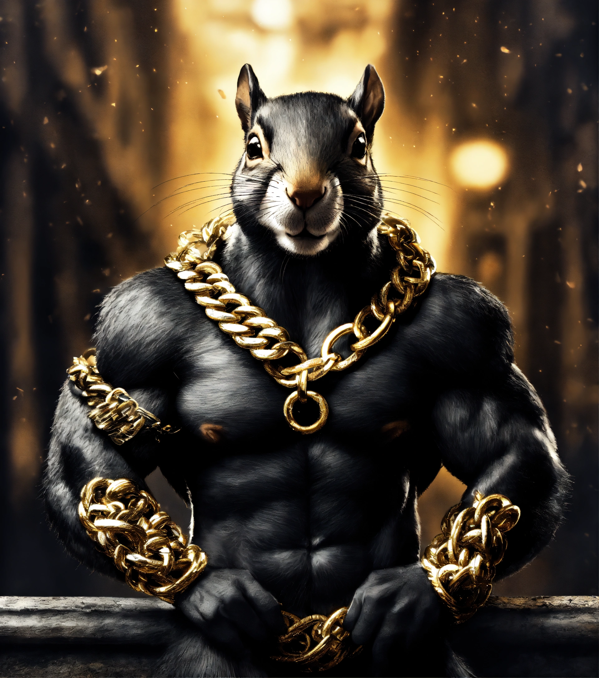 Lexica - Black and white illustration of masculine squirrel, fierce ...