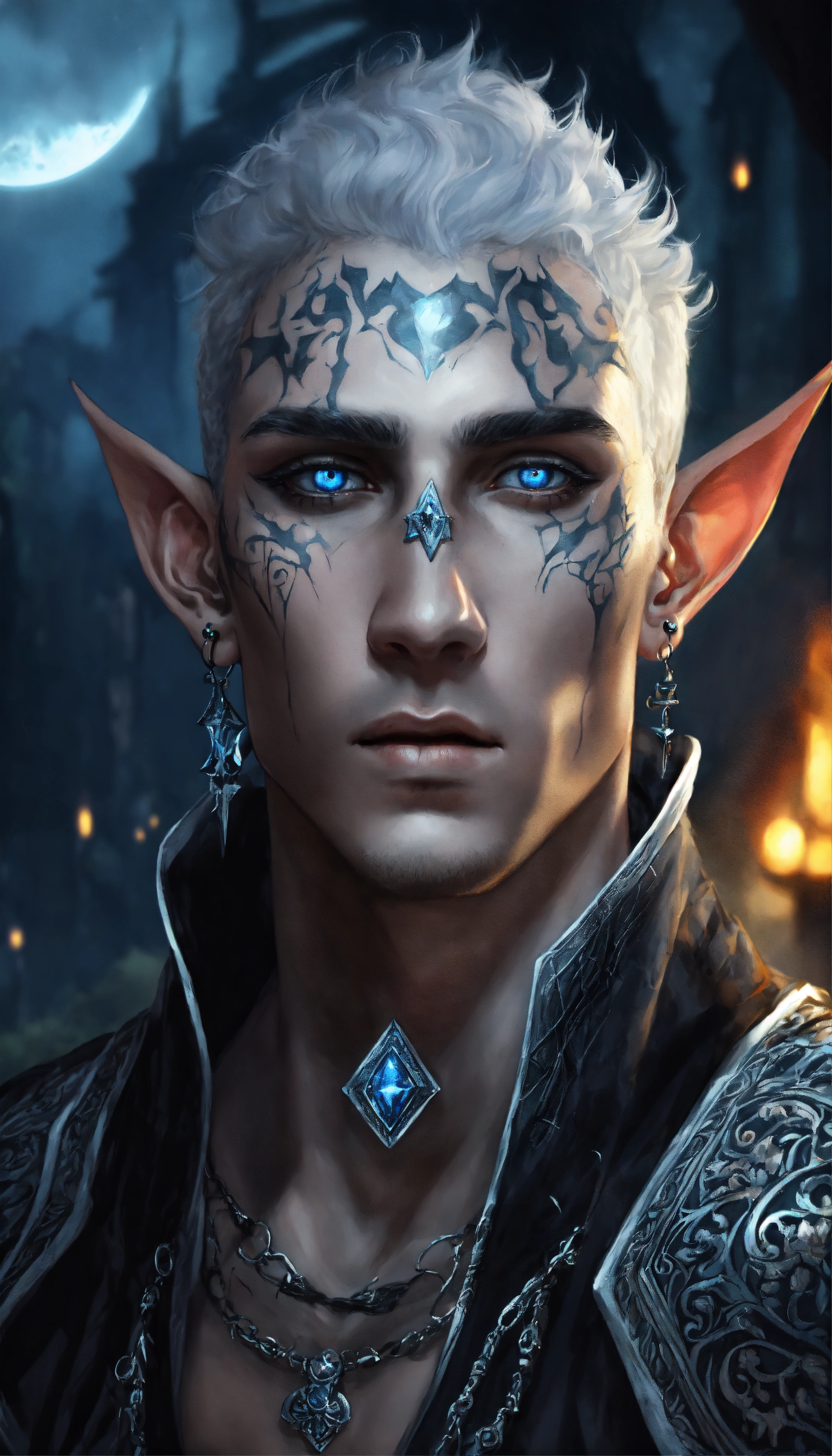Lexica - Fantasy portrait of a tatooed male elf, sickly thin, gaunt ...