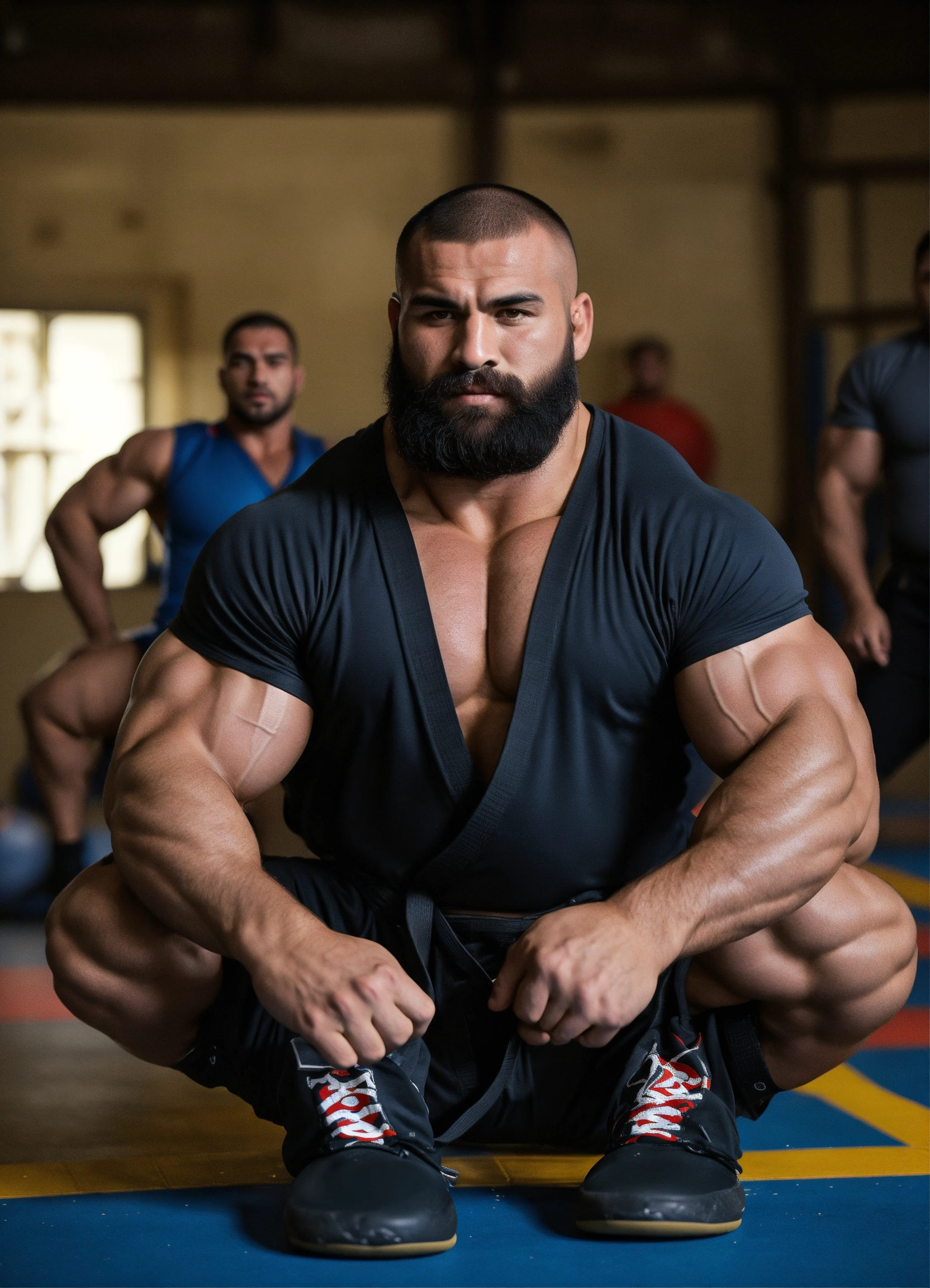 Lexica - 30-year-old wrestler with big muscles in a dojo, bodybuilder ...