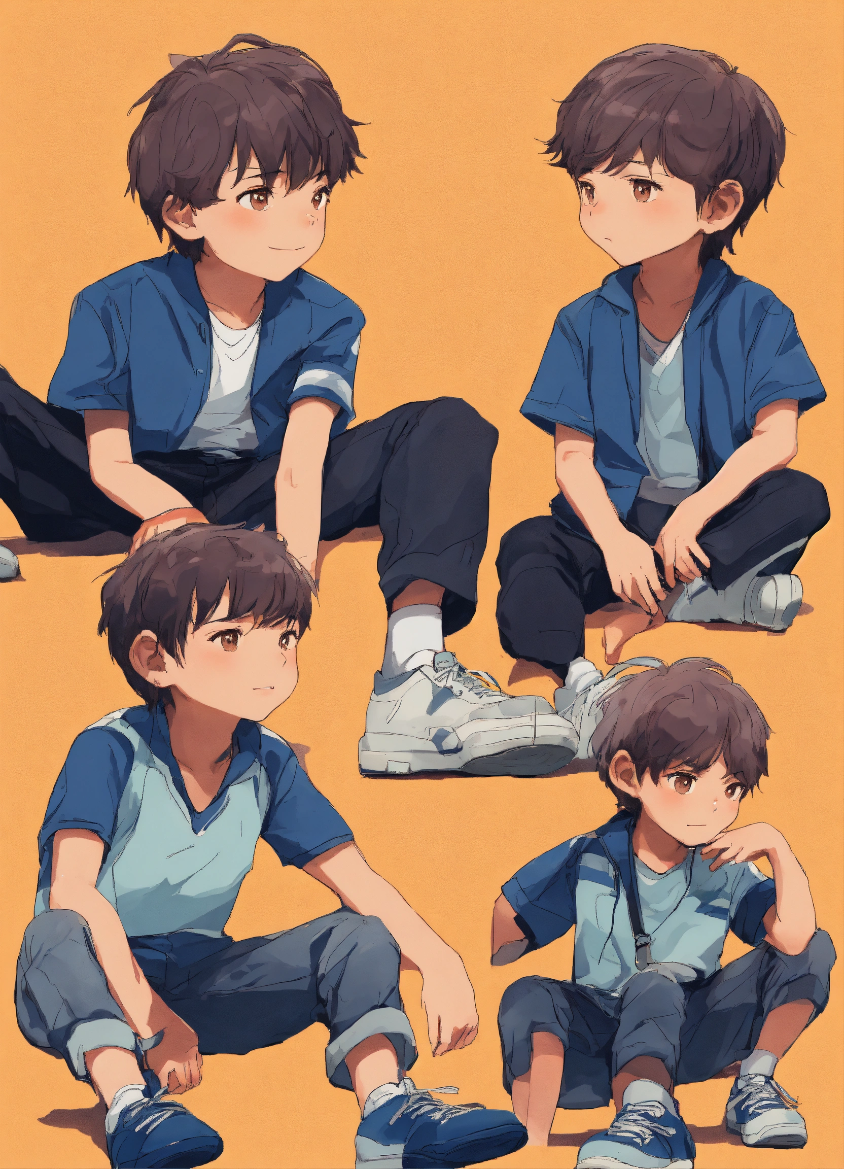 Lexica - Very high detailed 2d illustration of a boy in sitting poses