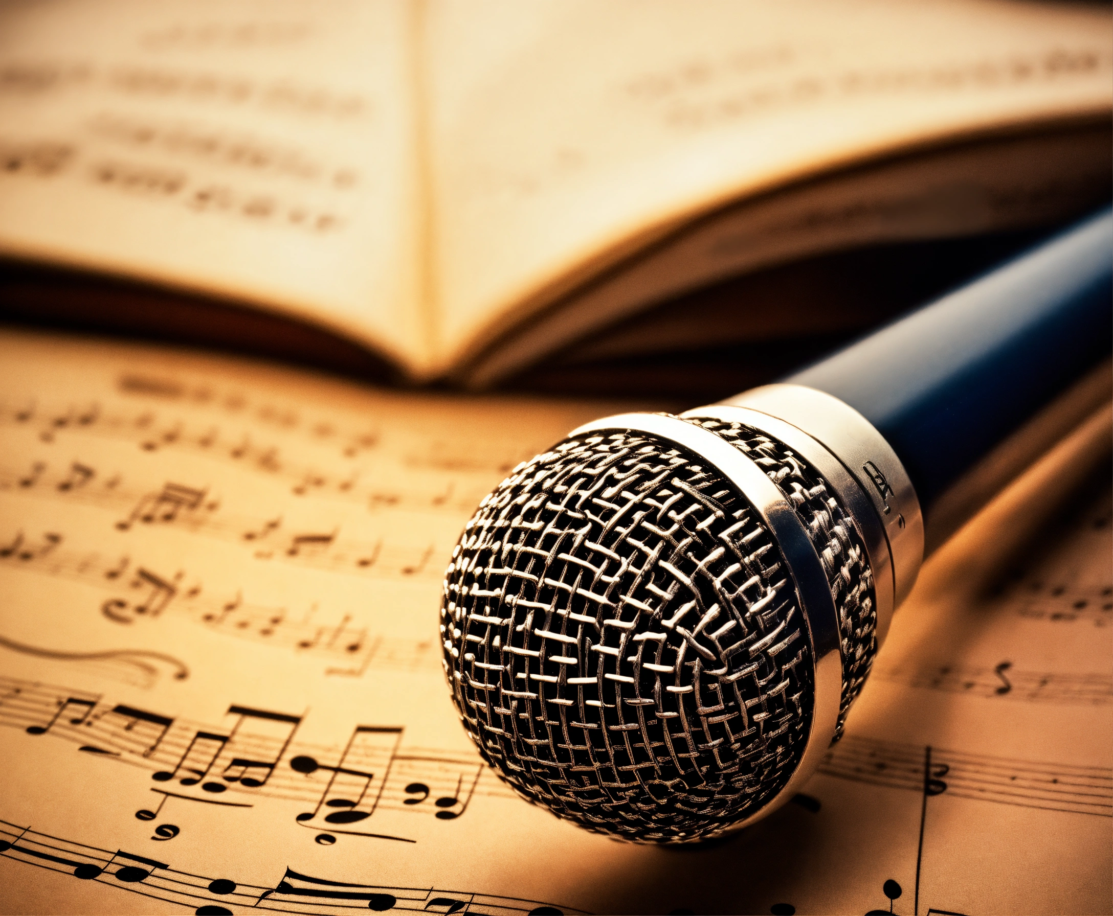 Lexica - Microphone, sheet music, singers