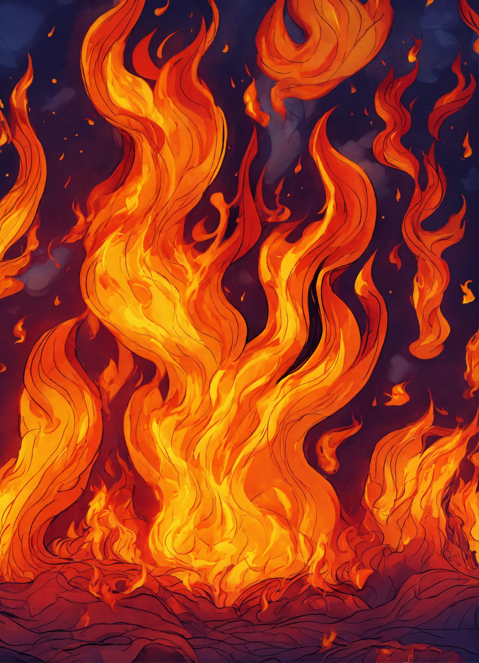 Lexica - Cartoon drawing of flames, surreal, high resolution, 4k render