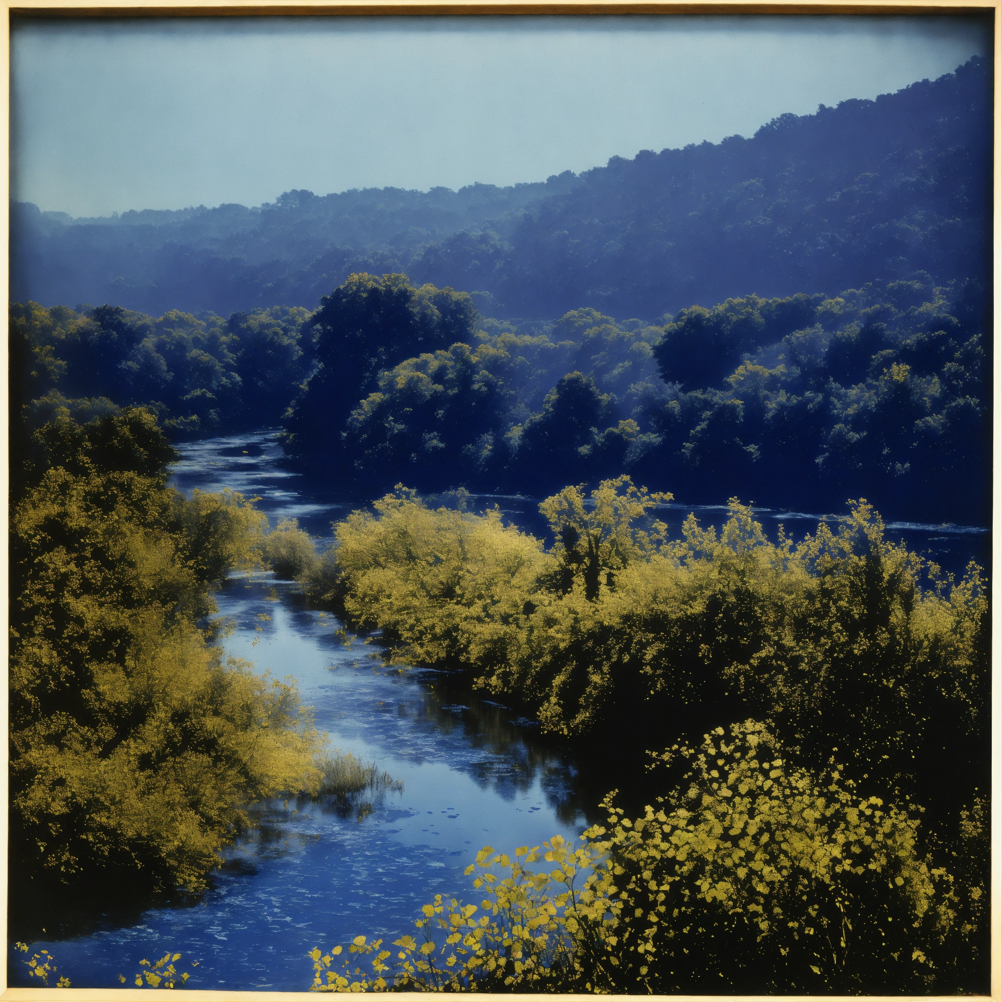 Lexica - A river landscape pointillism photography in style anna atkins ...