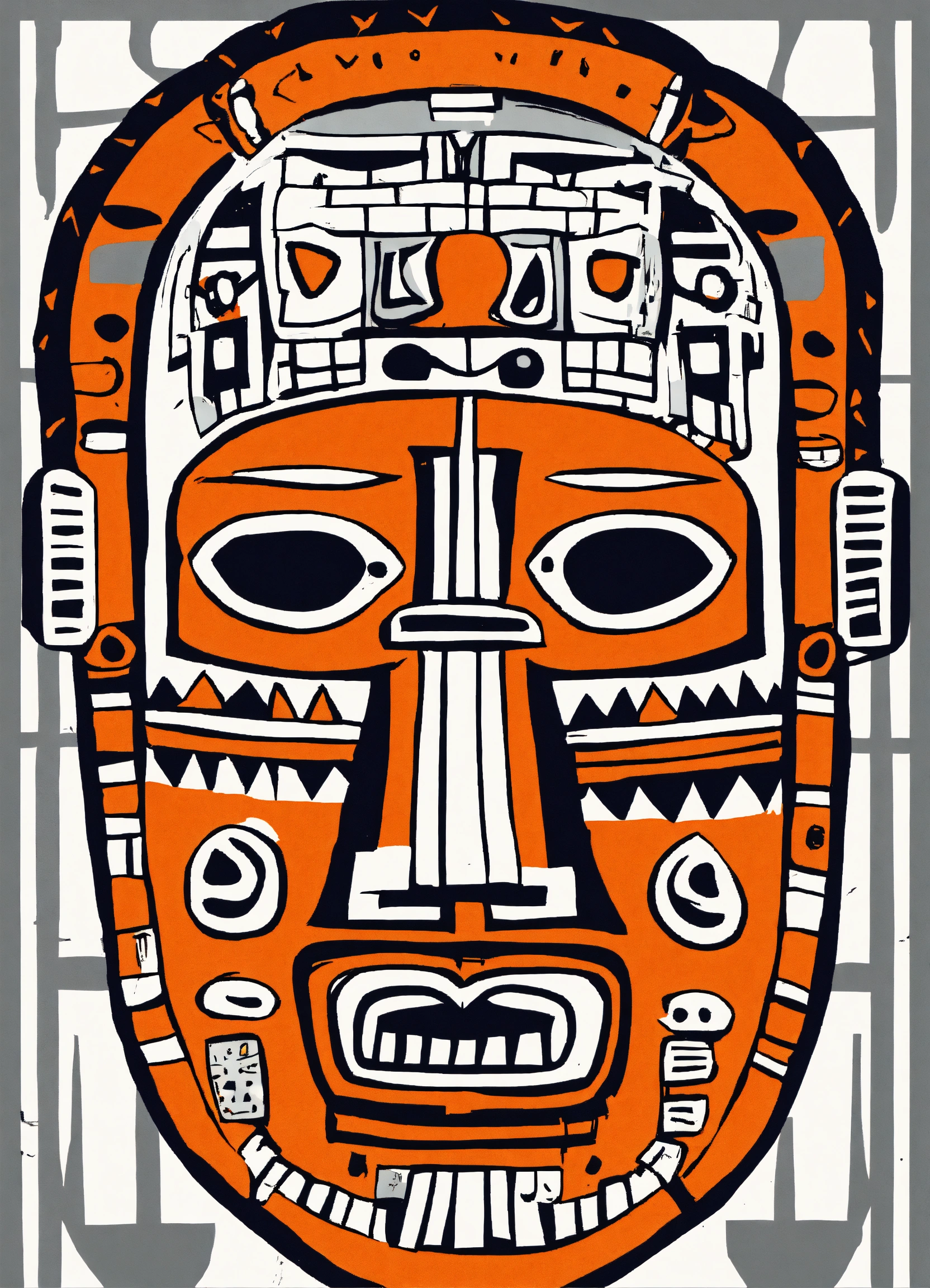 Lexica - Ixchel Mayan deity mask. T shirt Vector White silver orange ...