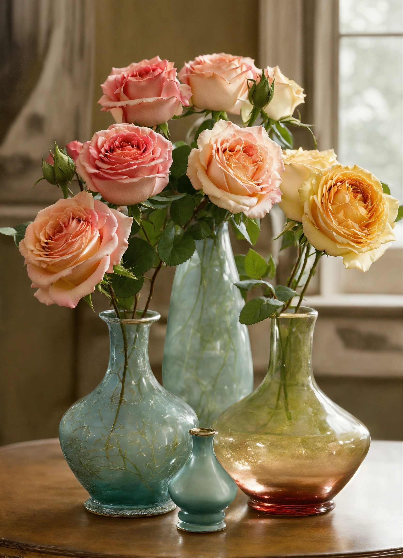 Lexica - Step into an artful tableau of vintage vases filled with an ...