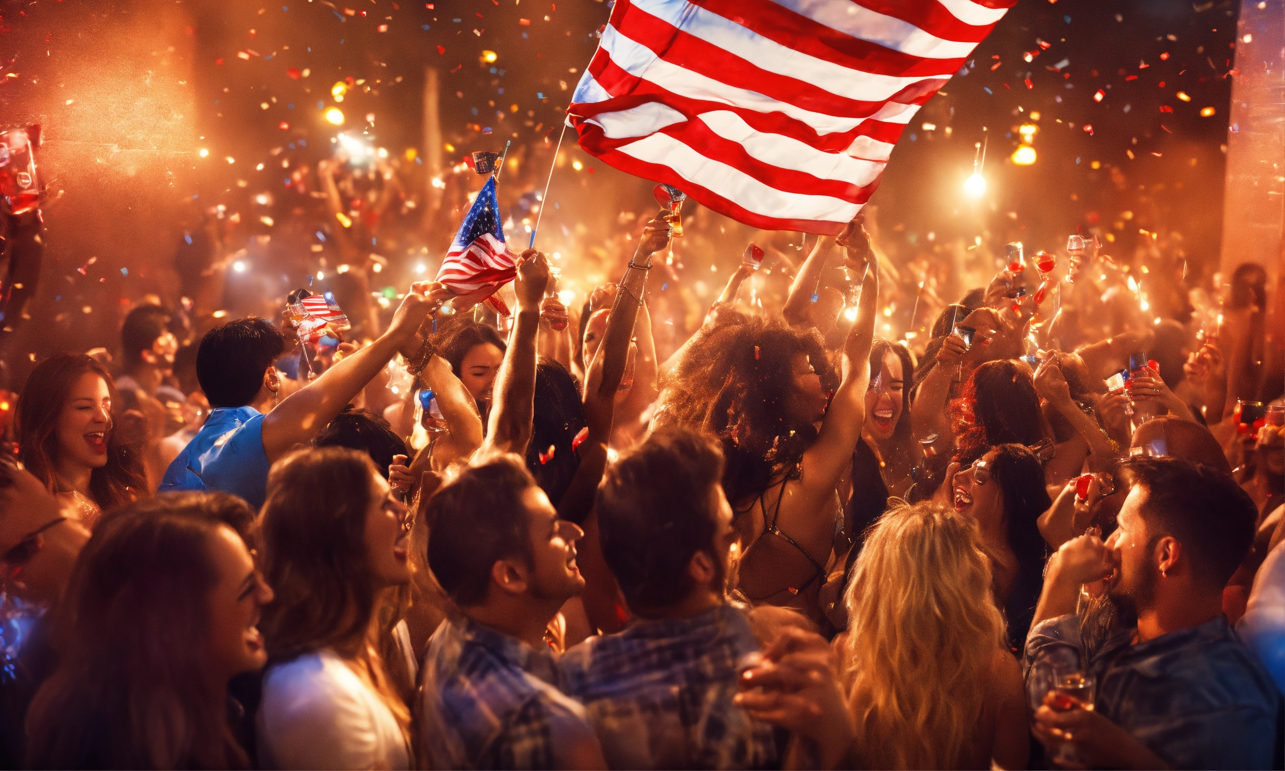 Lexica - Create a realistic image that describes partying in the usa