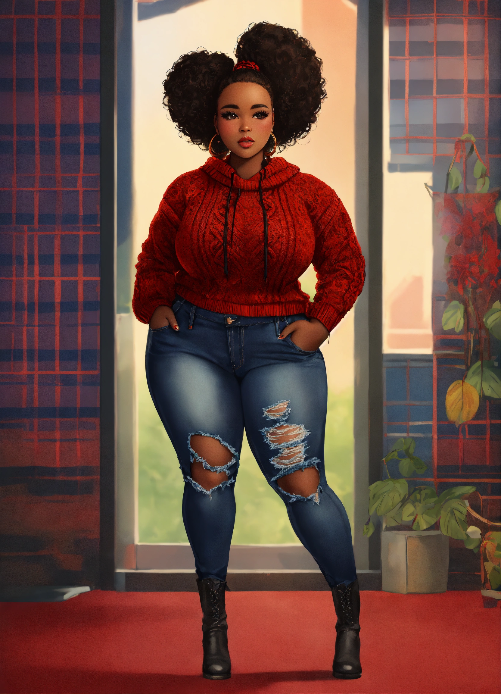 Lexica - Photorealistic Illustration of an exquisite full figured black ...