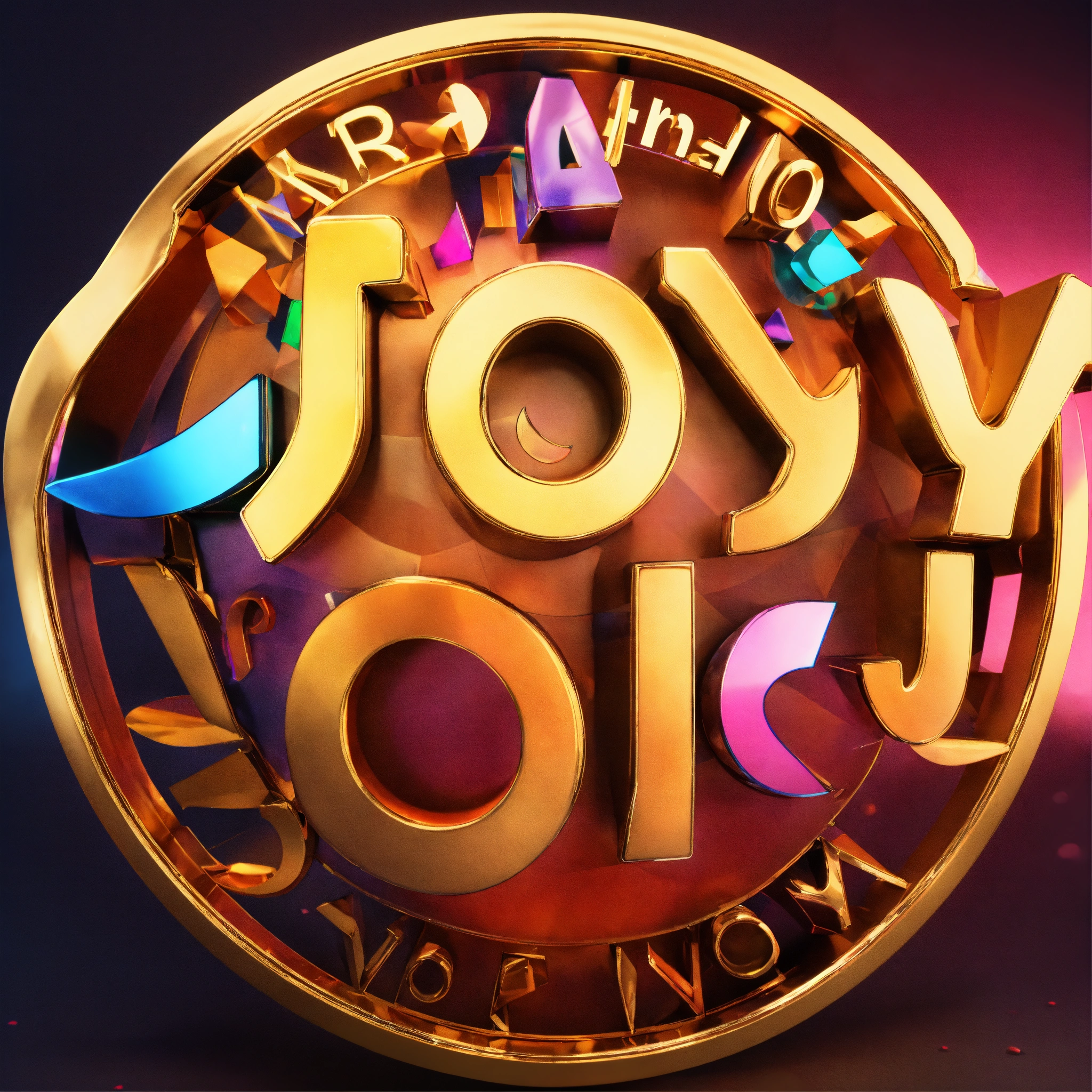Lexica - Movie production logo, text as " Joy films ", 3d metallic logo, happiness and joy ...
