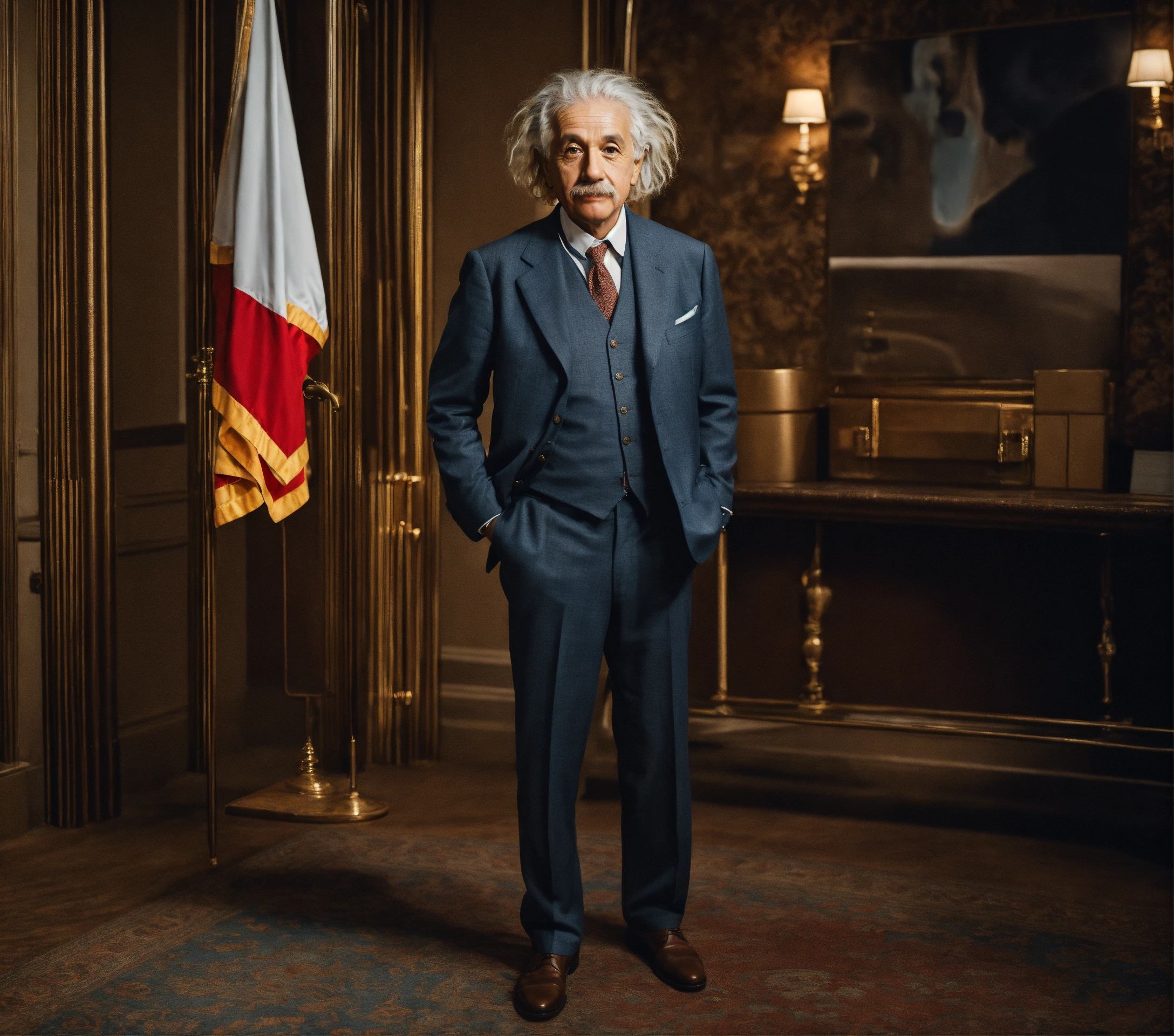 Lexica - Albert einstein mid 40s wearing a modern suit posing for ...