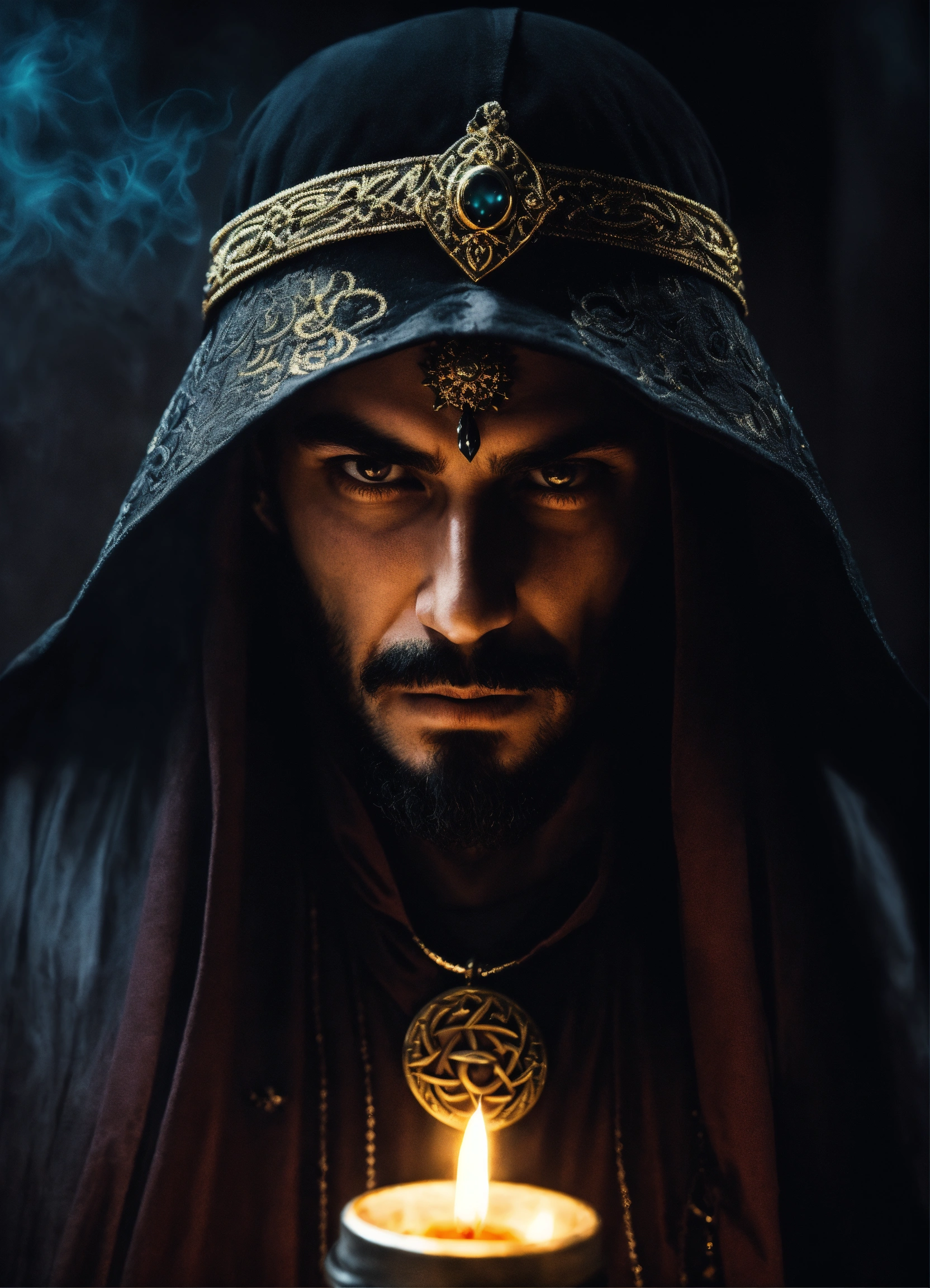 Lexica - Dark, mysterious and dramatic headshot of a handsome Arabic ...