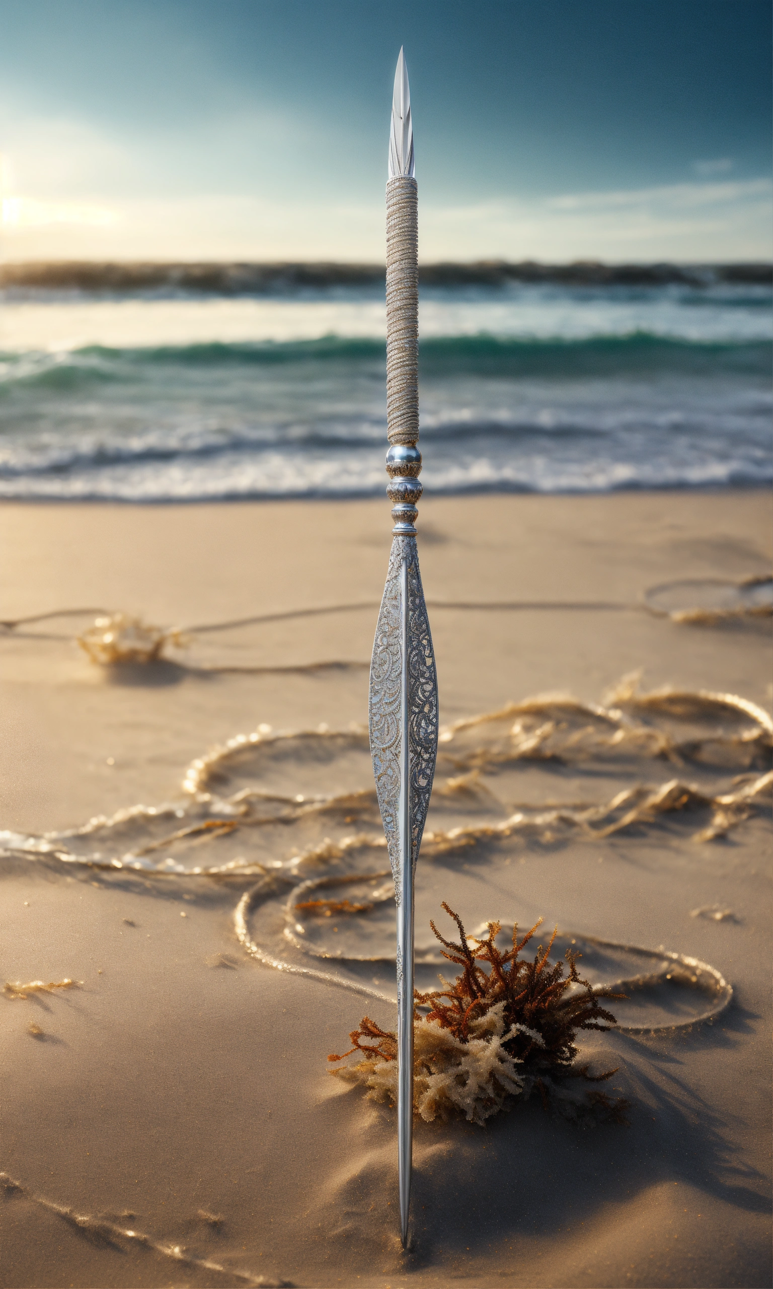 Lexica - 8k, picture of a narrow and delicate toothed spear with sharp ...