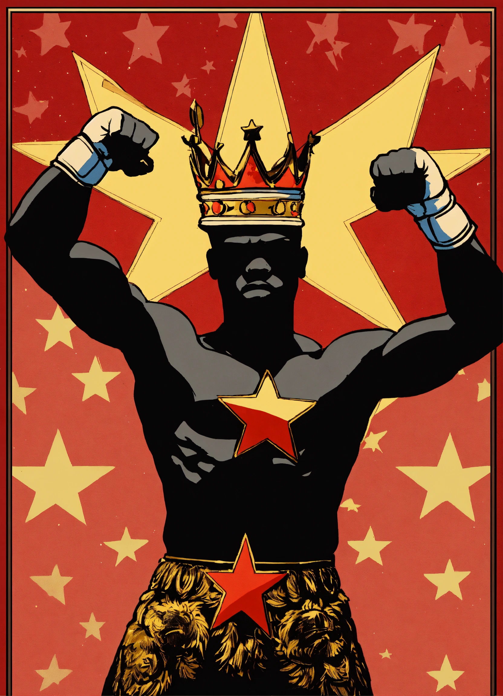 Lexica - Silhouette of a boxer wearing a golden crown and holding his ...