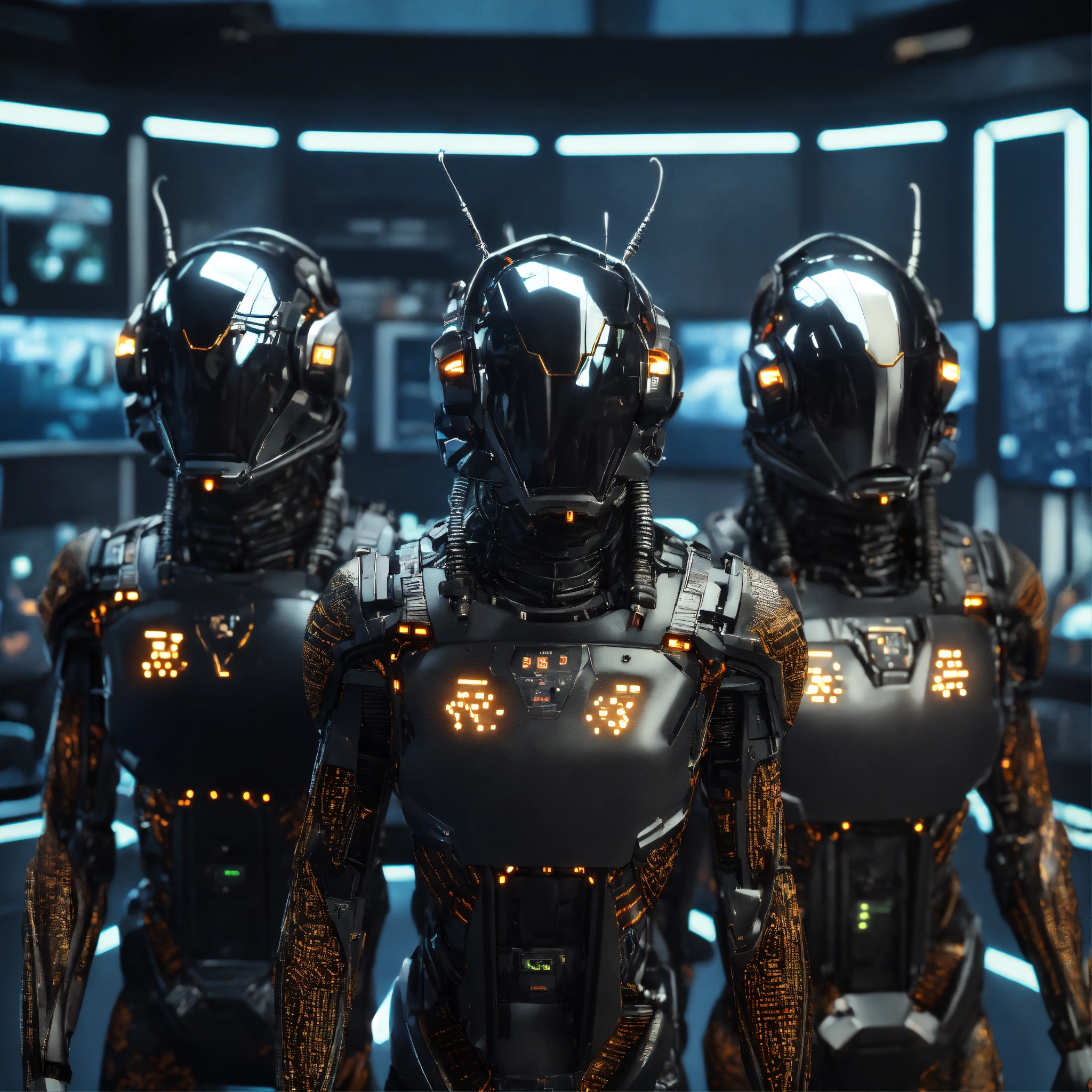 Lexica - Group of 3 black cockroach faced humanoids with detailed ...