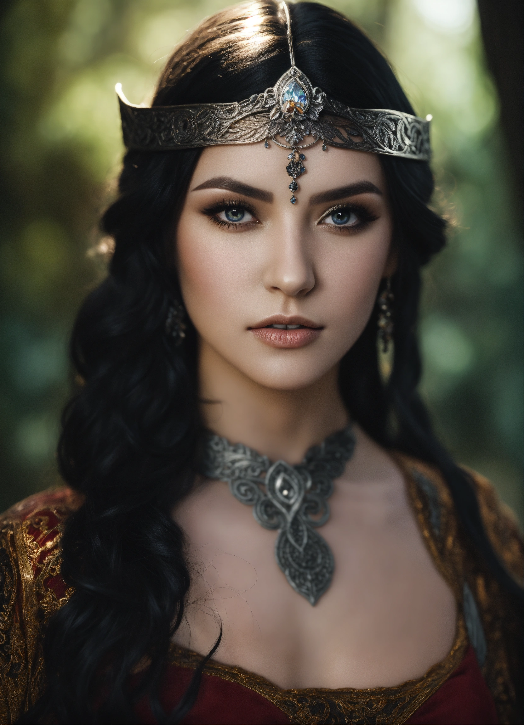 Lexica - Beautiful elven woman with black hair and grey eyes