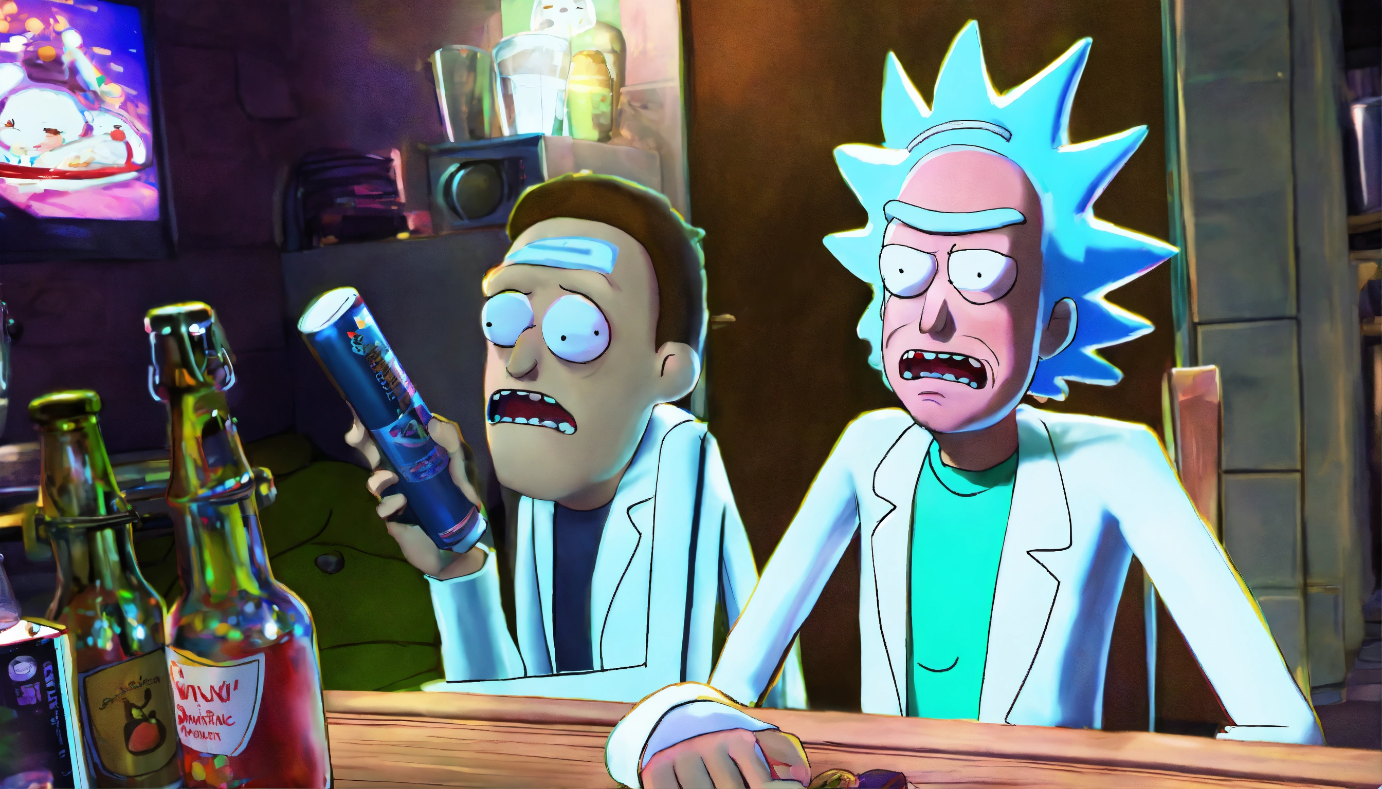 Lexica - 8k, rick and morty, realistic, drunk, details