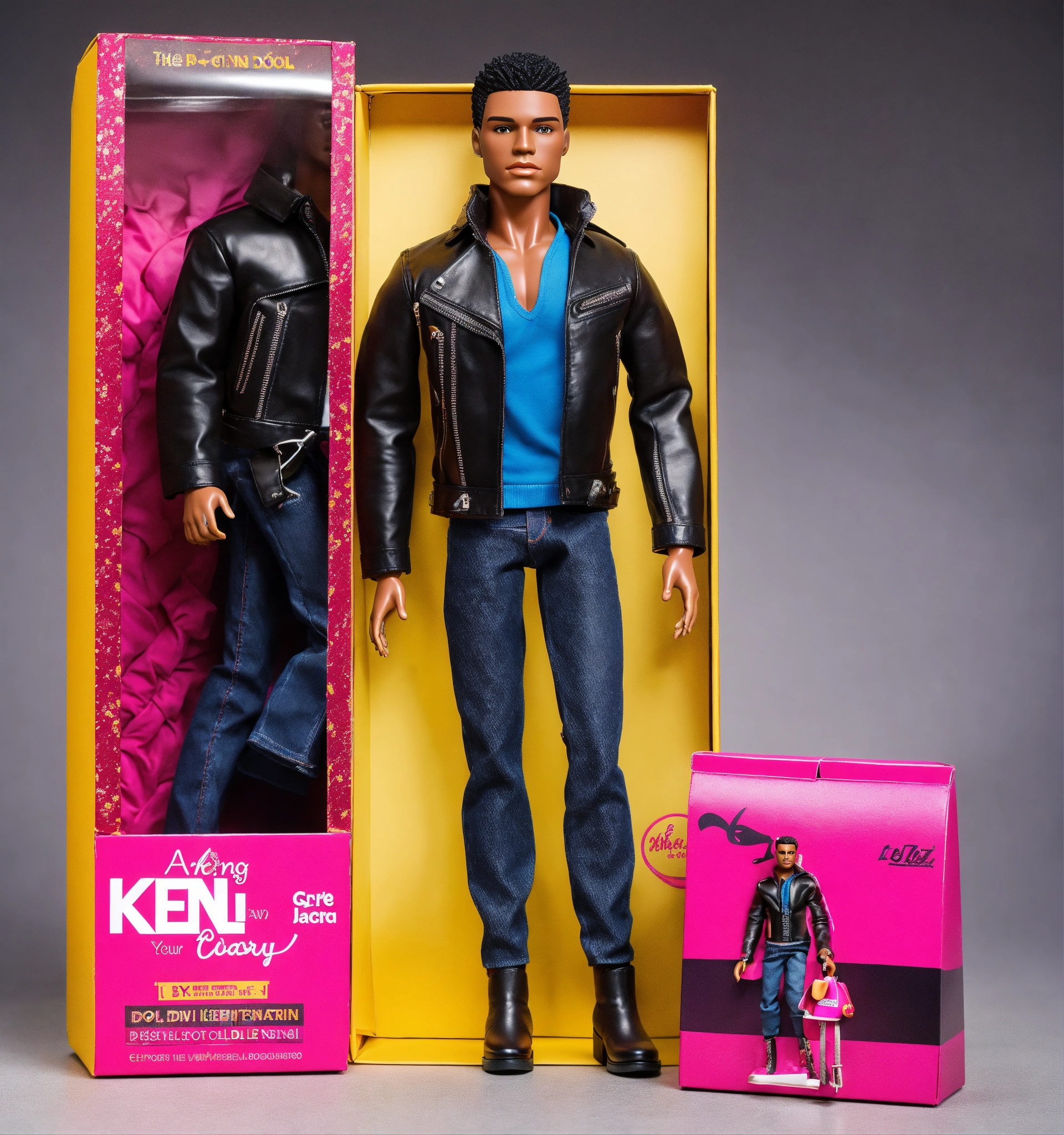Lexica - Design the packaging for a Ken doll in a stylish, black ...