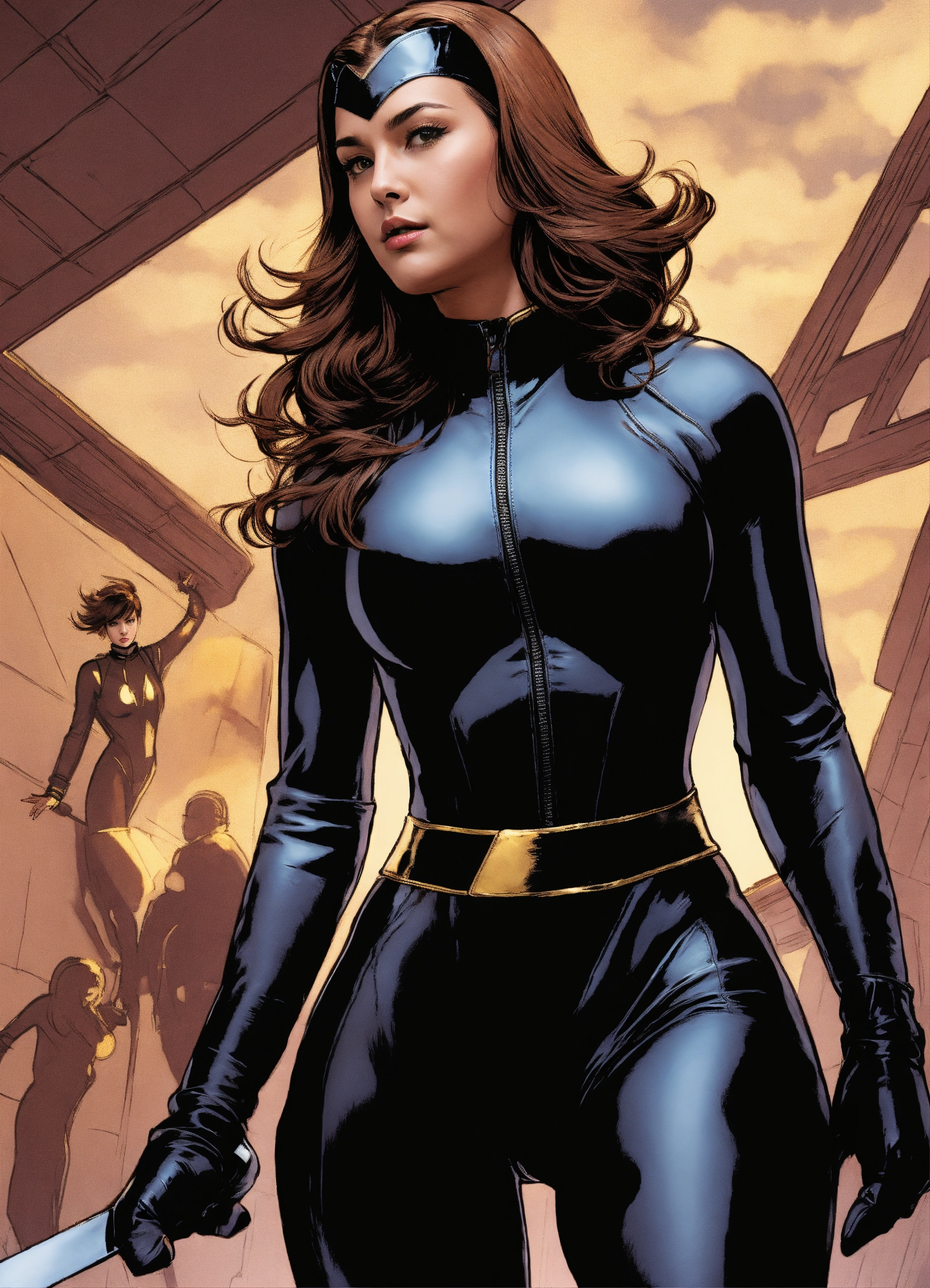 Lexica - Female X-Men Shadowcat wearing black leather ninja catsuit ...