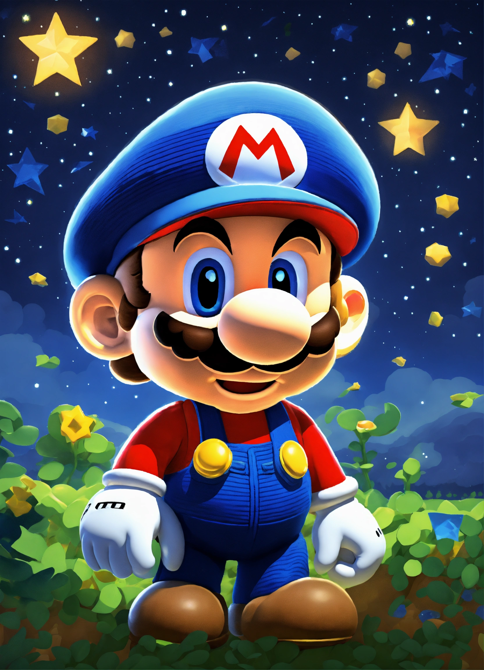 Lexica - Starry night in the style of super mario bros